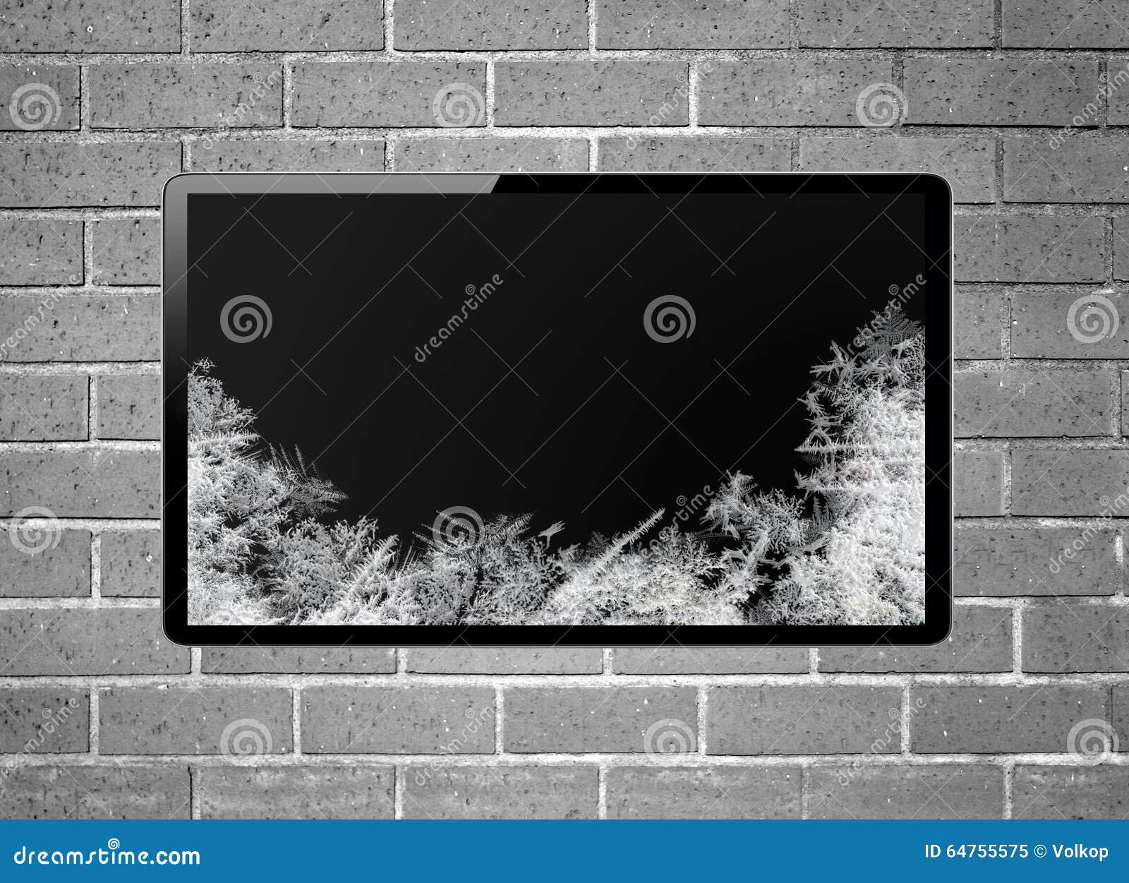 Blank Screen LCD Tv with Frost Screen Hanging on Wall Stock Image ...