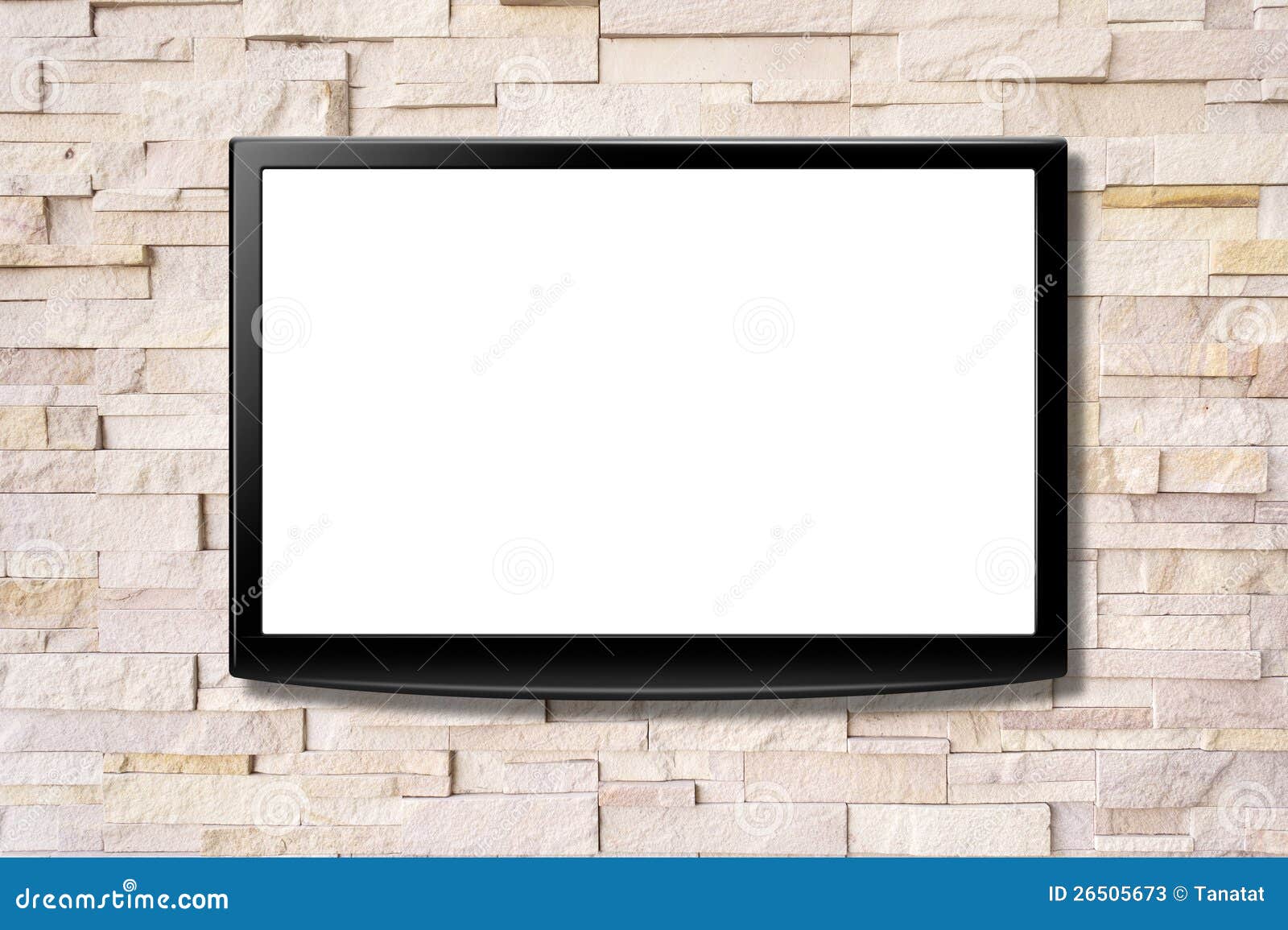 Blank Screen LCD Tv Hanging on a Wall Stock Image - Image of frame ...