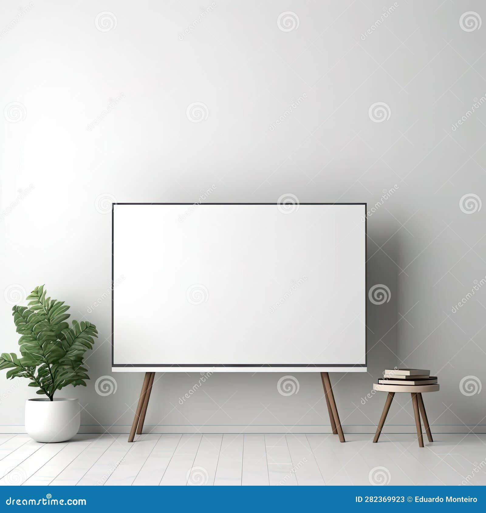 Blank Screen on Minimalistic White TV Stock Illustration - Illustration ...