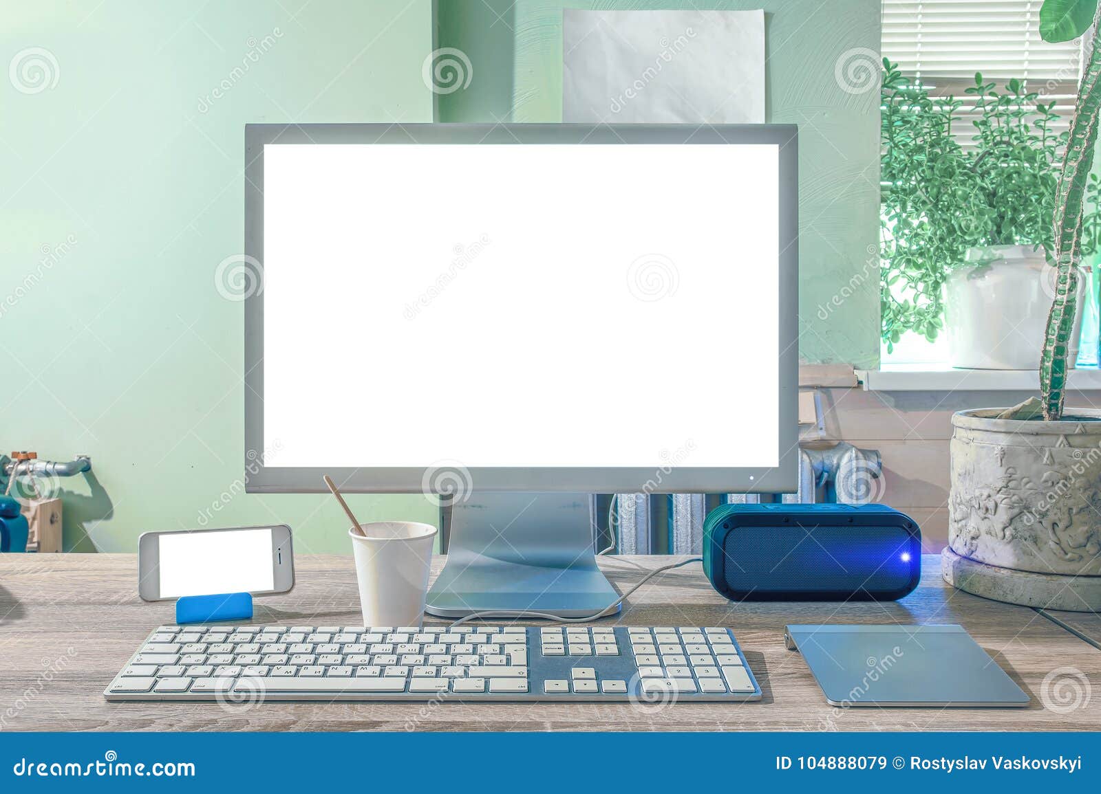 Blank Screen of Modern Desktop Computer. Stock Image - Image of place ...