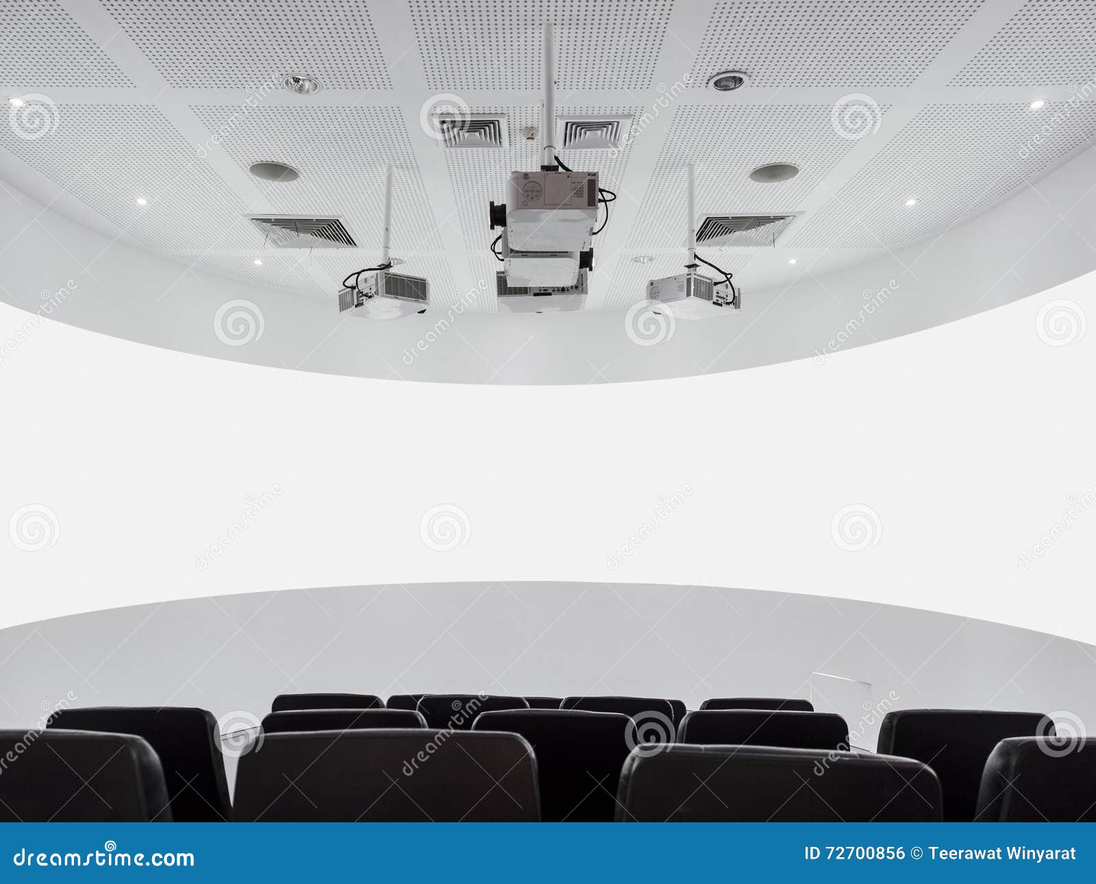 Blank Screen Projector with Seats Modern Interior Stock Photo - Image ...