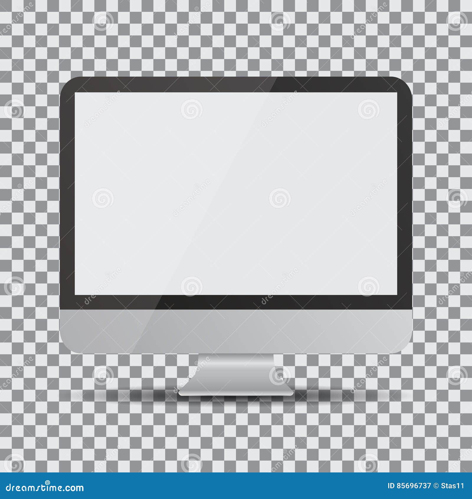 Blank Screen. Realistic Computer Display on a Transparent Background ...