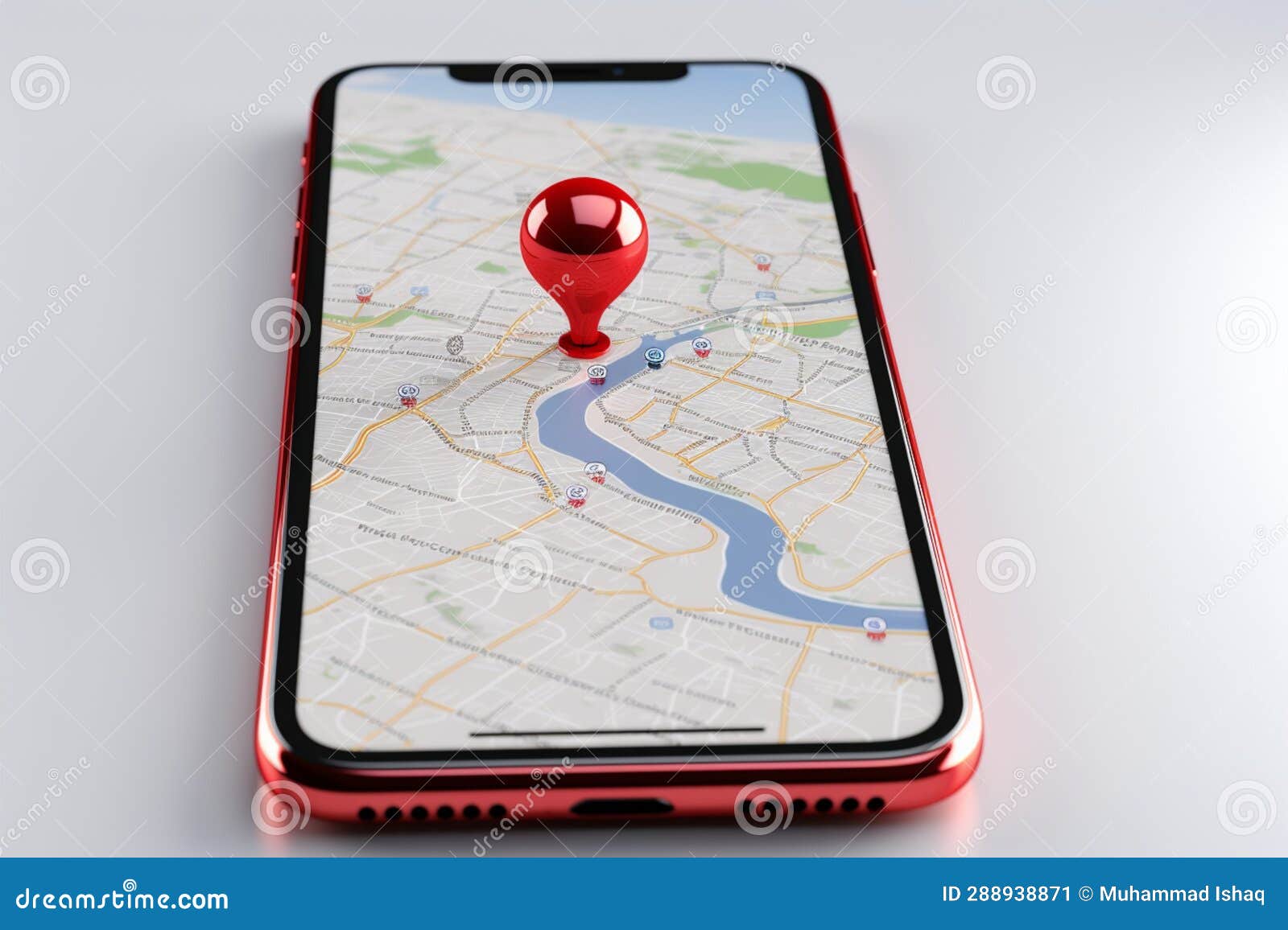 Blank Screen Smartphone with 3D Red Map Icon Rendering Stock ...