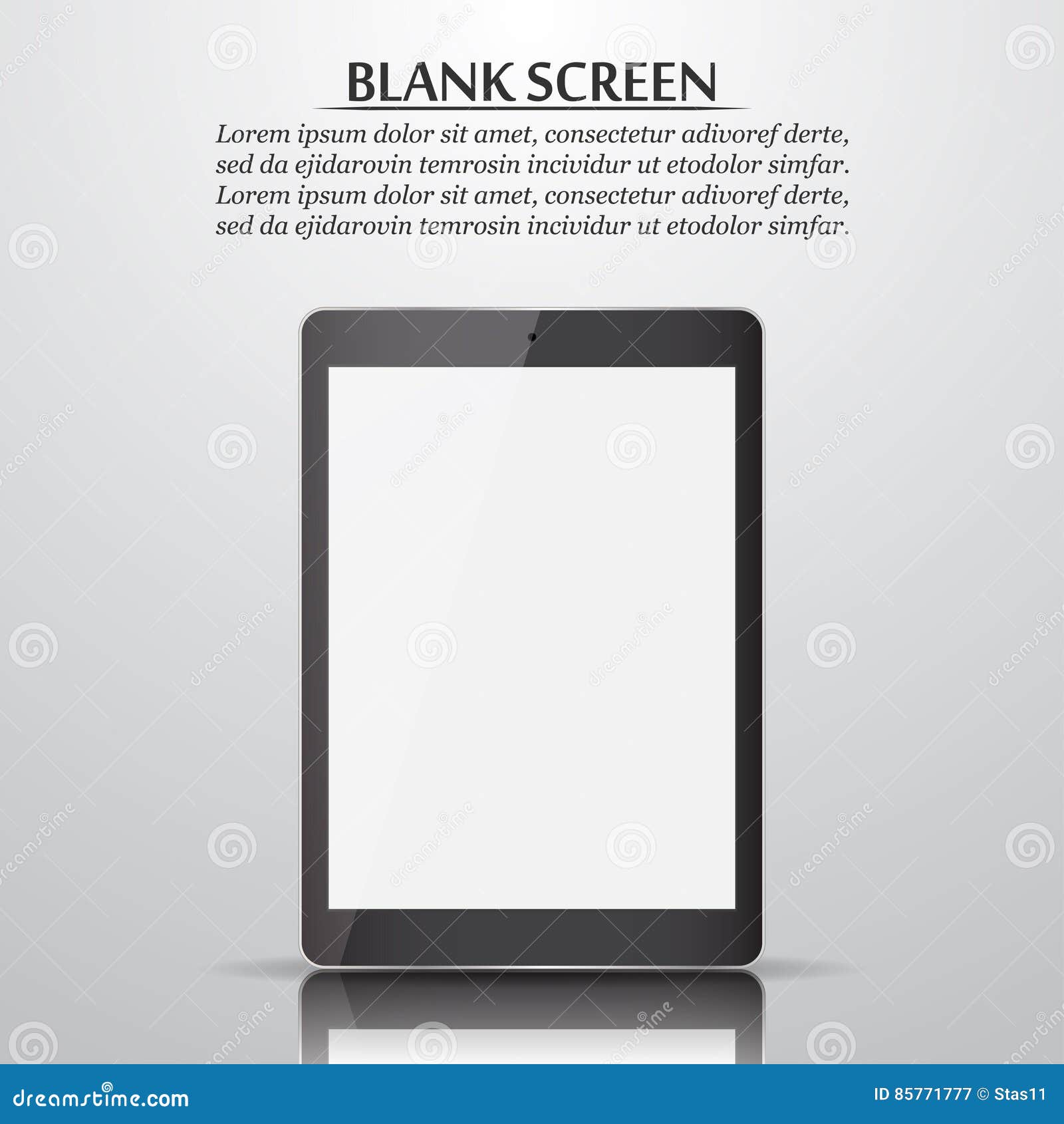 Blank Screen. Tablet with Reflection and Shadow Stock Vector ...