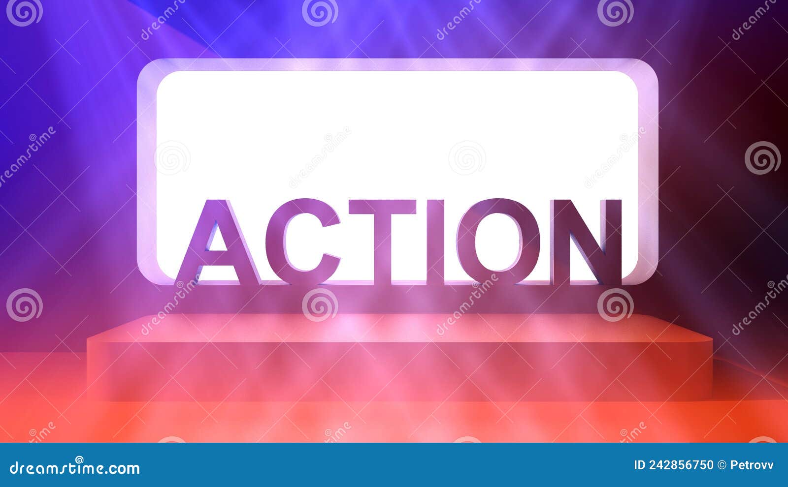 Blank Screen with Word Action Stock Illustration - Illustration of blue ...