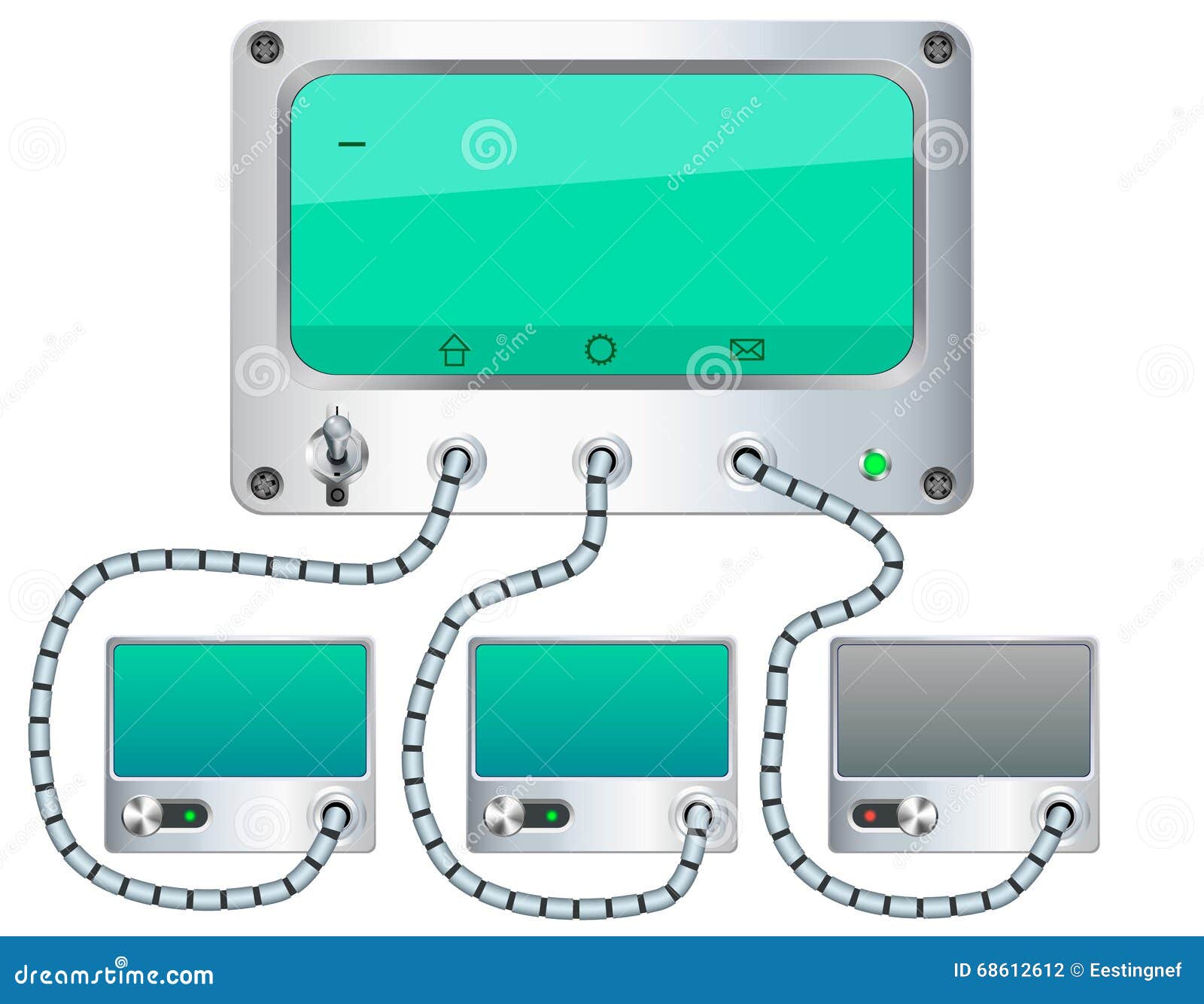 Blank screens connected. stock vector. Illustration of button - 68612612