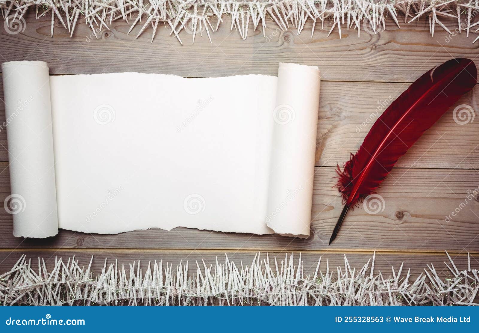 Blank Scroll Paper and Quill Stock Image - Image of blank, quill: 255328563