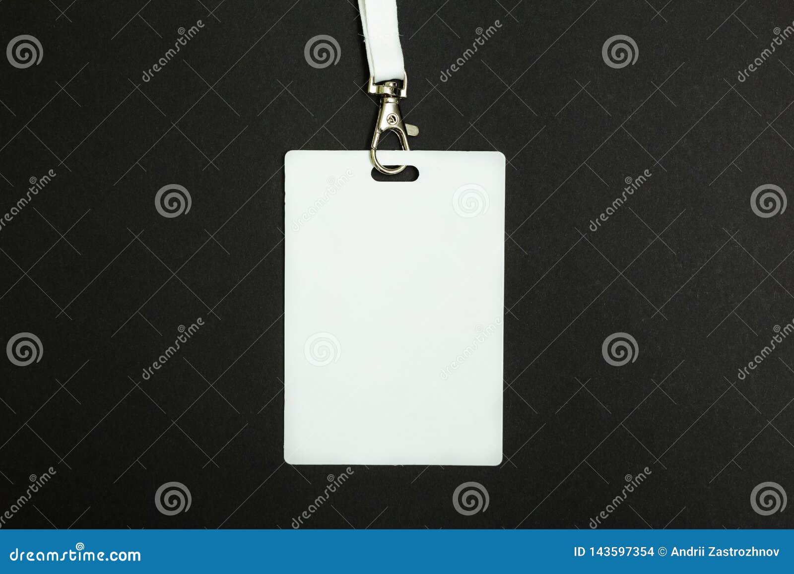 Blank Security Tag with Neck Band Isolated on Black Background Stock ...