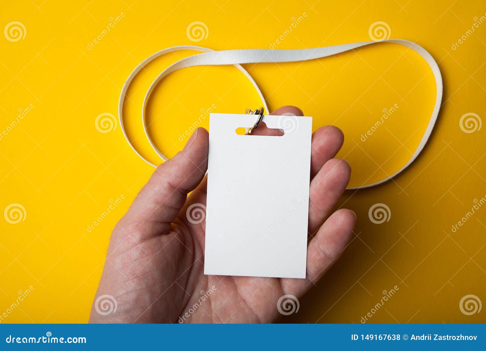 Blank Security Tags on Yellow Lanyards, Mock-up Stock Photo - Image of ...