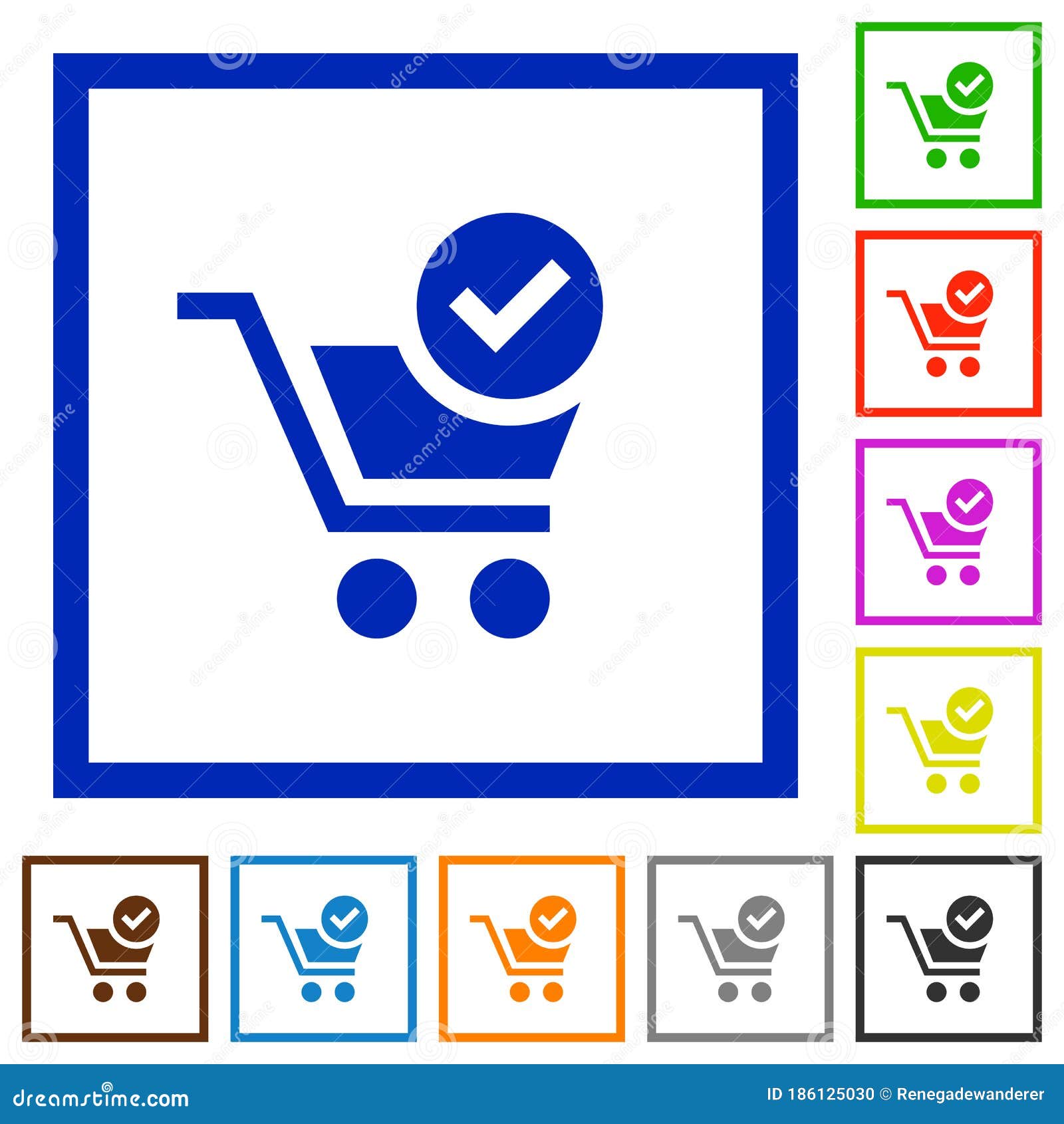 Set of Square Framed Checkout Flat Icons Stock Vector - Illustration of ...