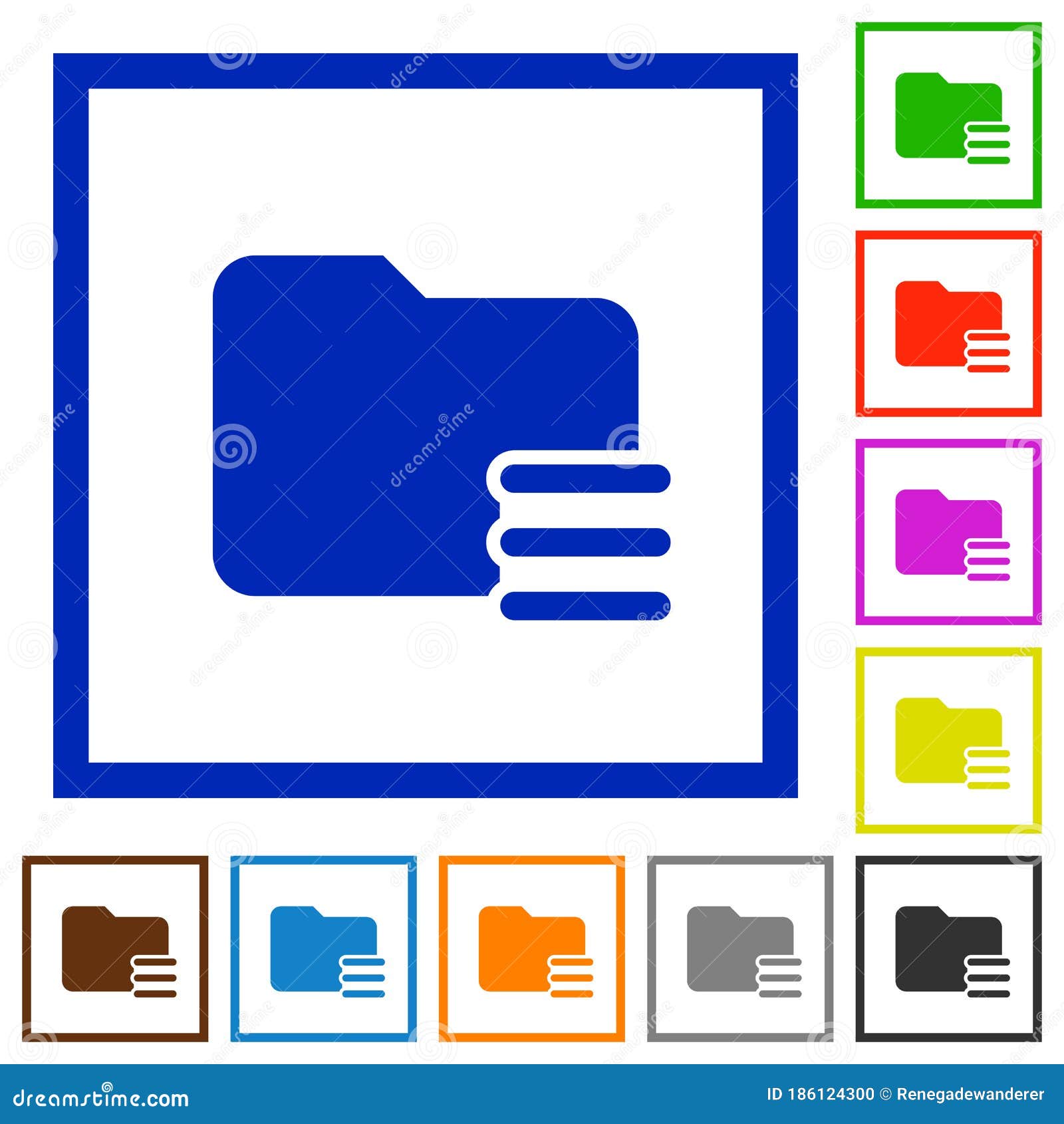 Set of Square Framed Folder Options Flat Icons Stock Vector ...