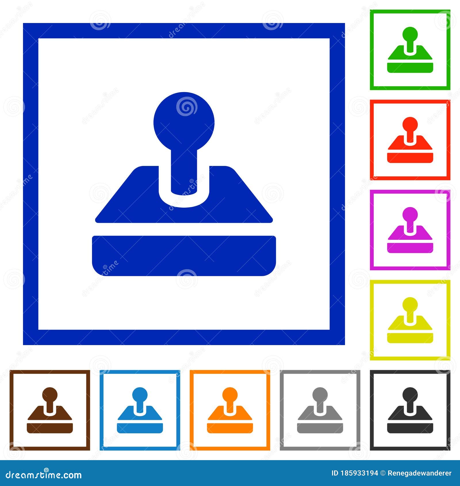 Set of Color Square Framed Joystick Flat Icons Stock Vector ...