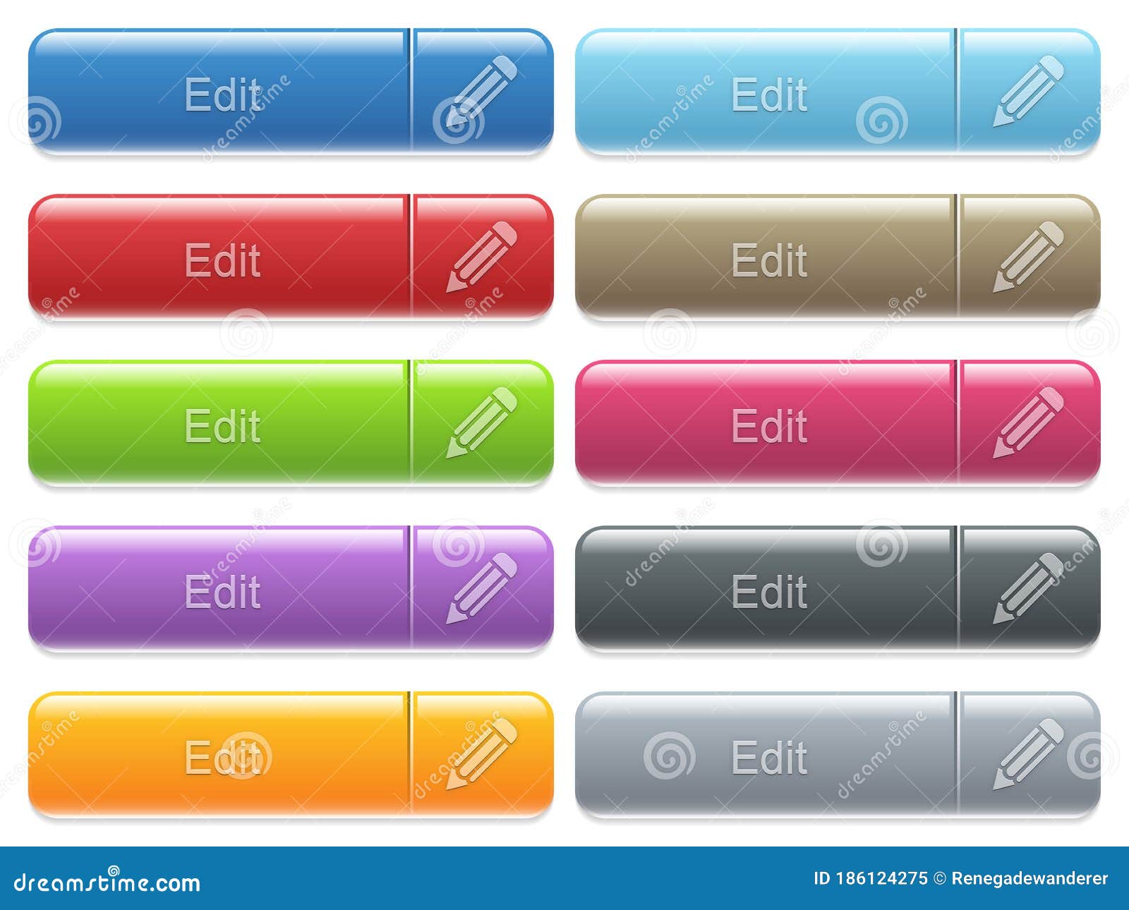 Set of Edit Glossy Color Captioned Menu Buttons Stock Vector ...