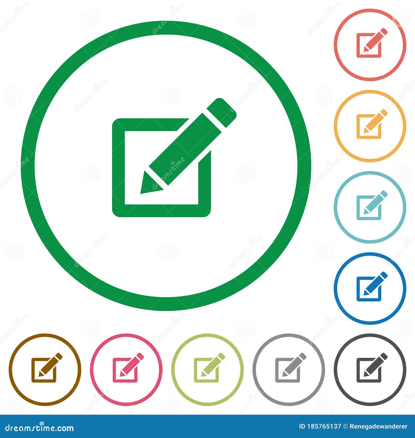 Set of Editor Color Round Outlined Flat Icons Stock Vector ...