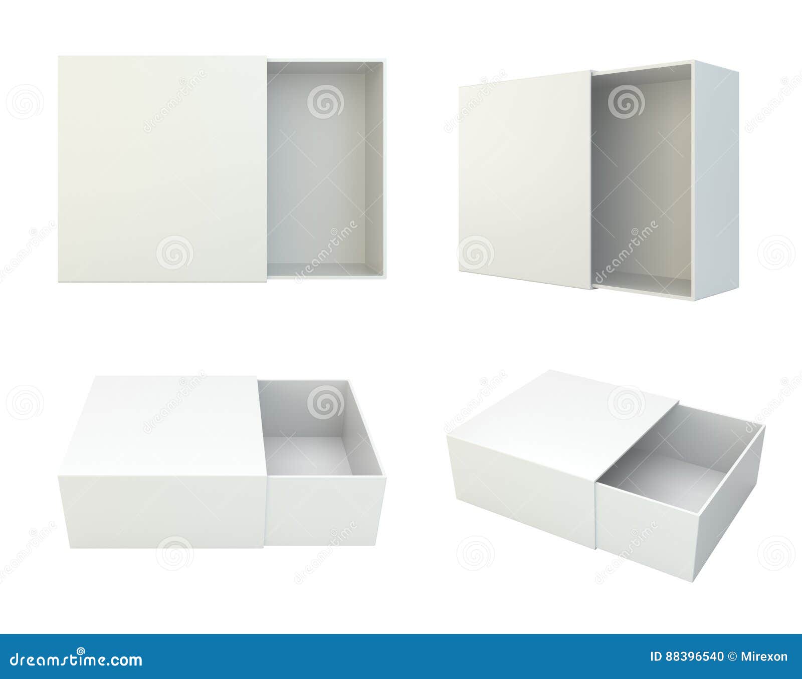 Blank Set Open Box Isolated on White Background Stock Illustration ...