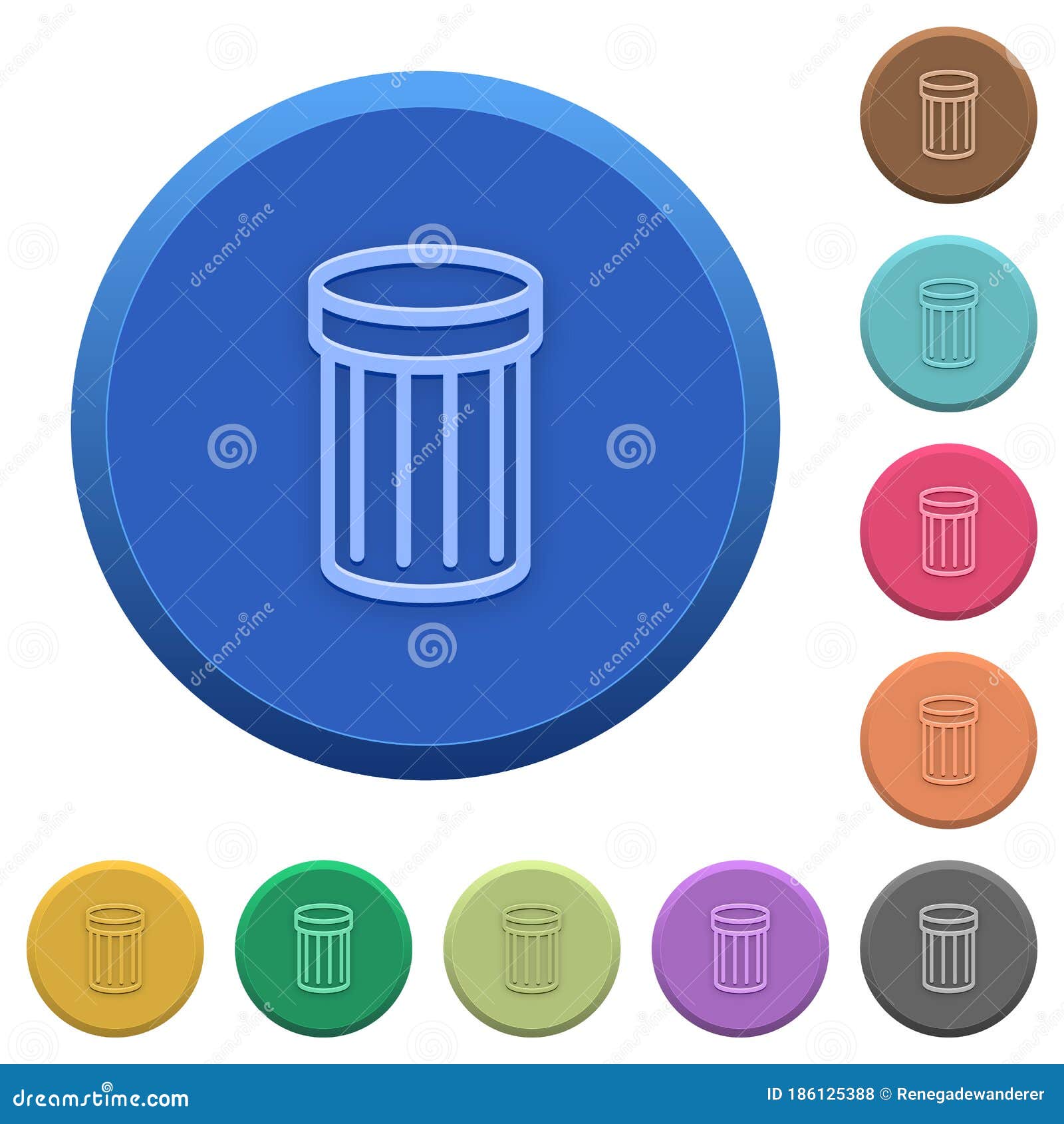 Set of Round Embossed Trash Buttons Stock Vector - Illustration of ...