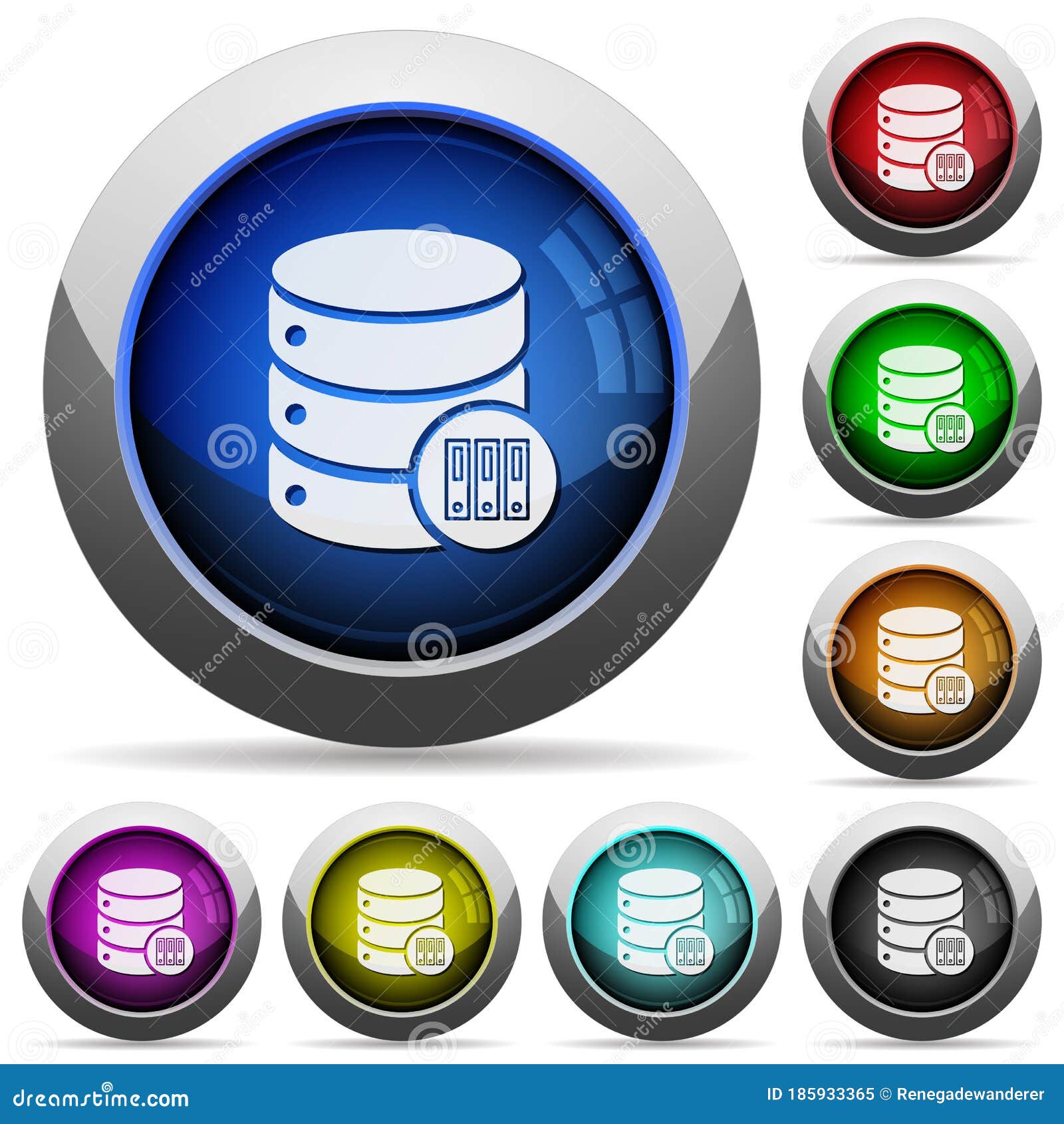 Set of Round Glossy Database Archive Buttons. Stock Vector ...