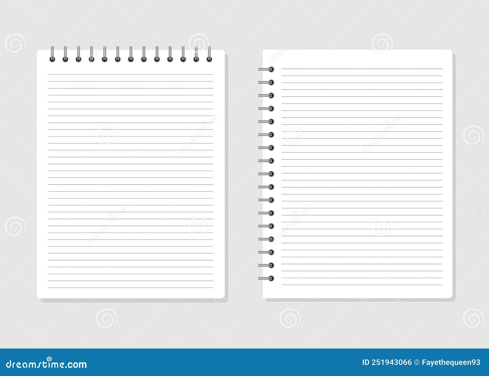 Blank Sheet of Lined Notebook. Set of Realistic Notebooks Stock Vector ...
