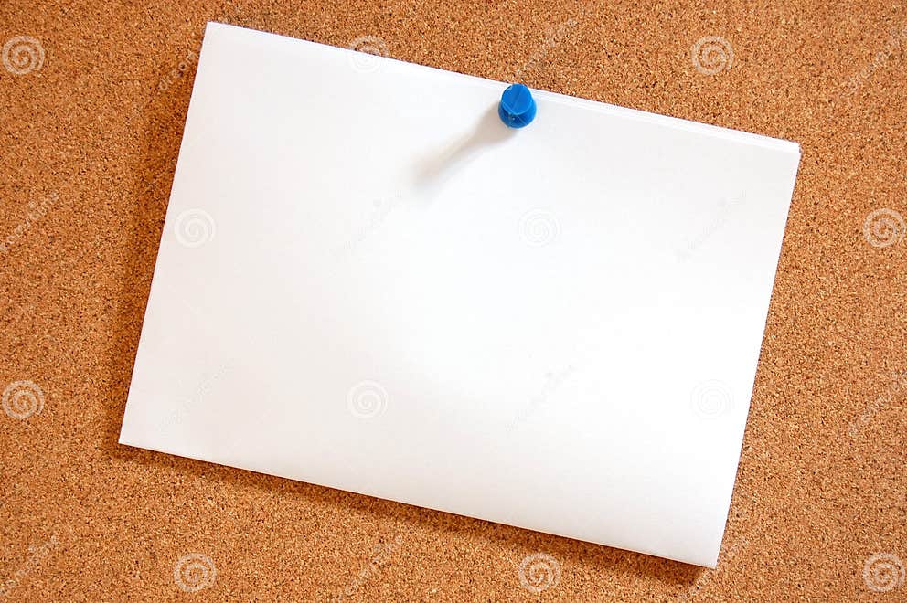 Blank Sheet of Paper on Bulletin Board Stock Photo - Image of blank ...