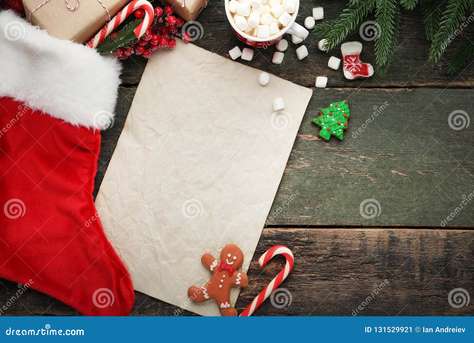 Sheet of Paper with Christmas Stocking Stock Image - Image of card ...