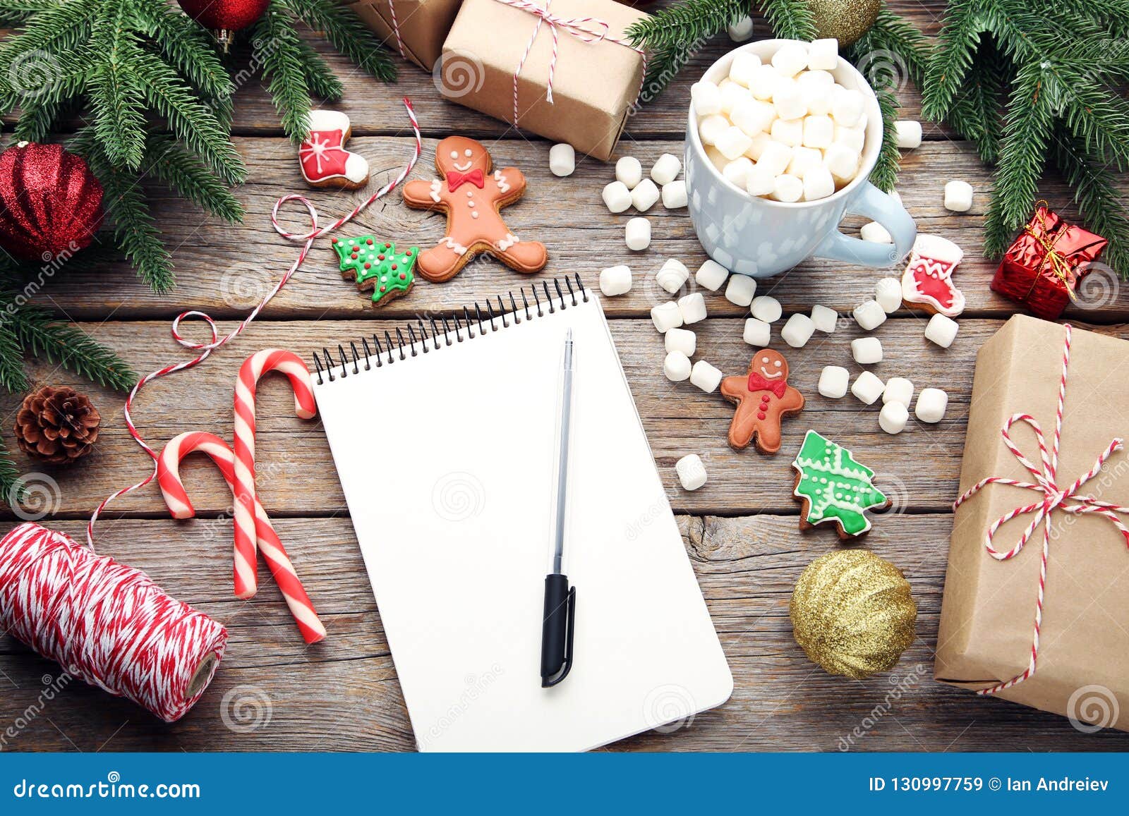 Sheet of Paper with Fir-tree Branches Stock Image - Image of claus ...