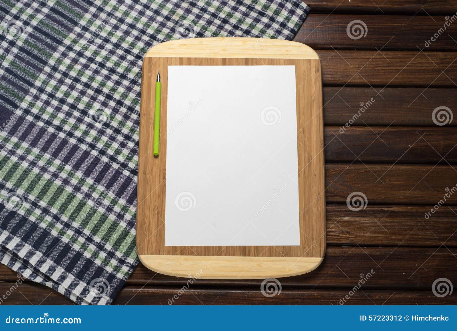 Blank Sheet of Paper on Kitchen Table. Chef Menu Stock Photo - Image of ...