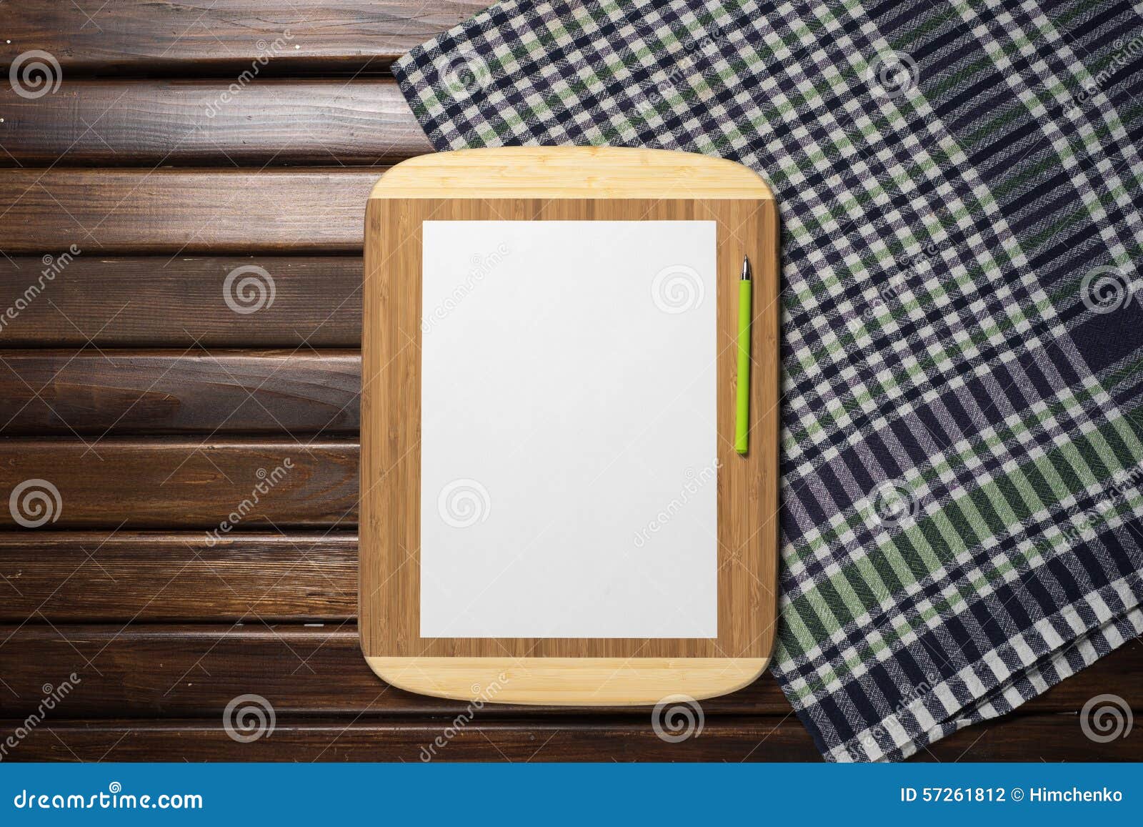 Blank Sheet of Paper on Kitchen Table. Chef Menu Stock Photo - Image of ...