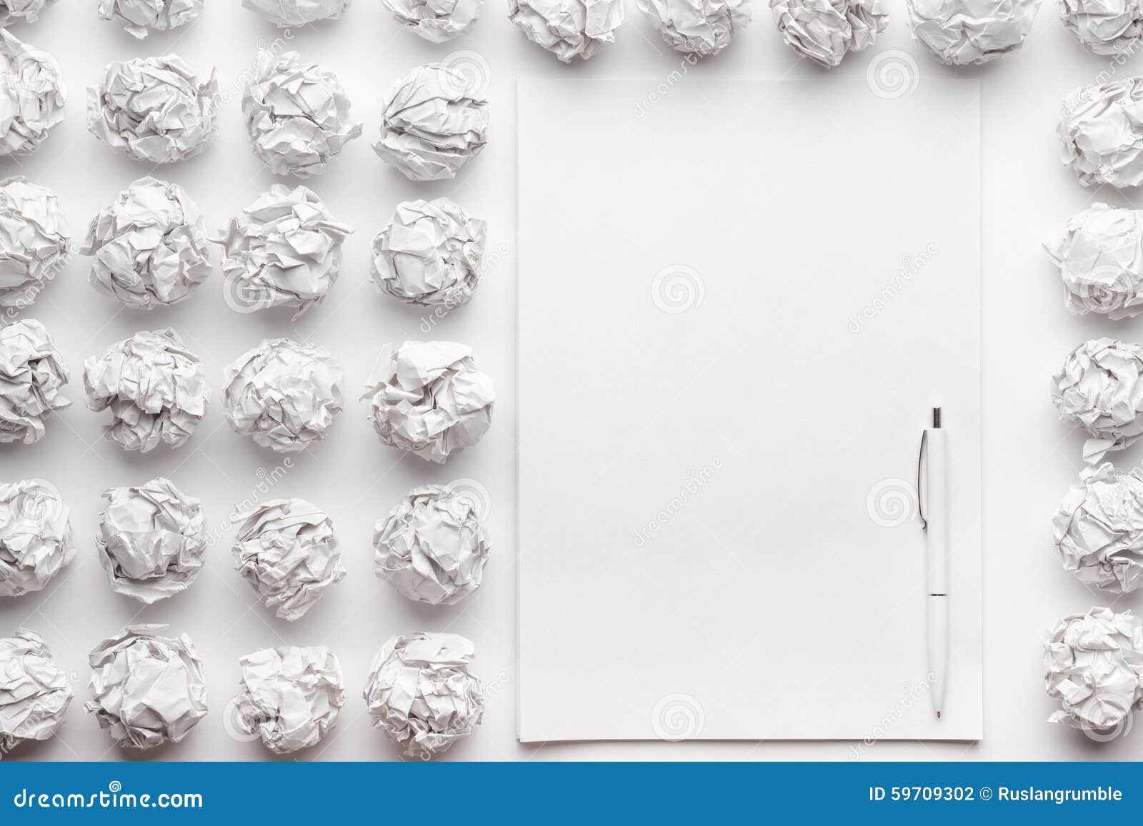 Blank Sheet of Paper and Pen Creative Process Stock Photo - Image of ...