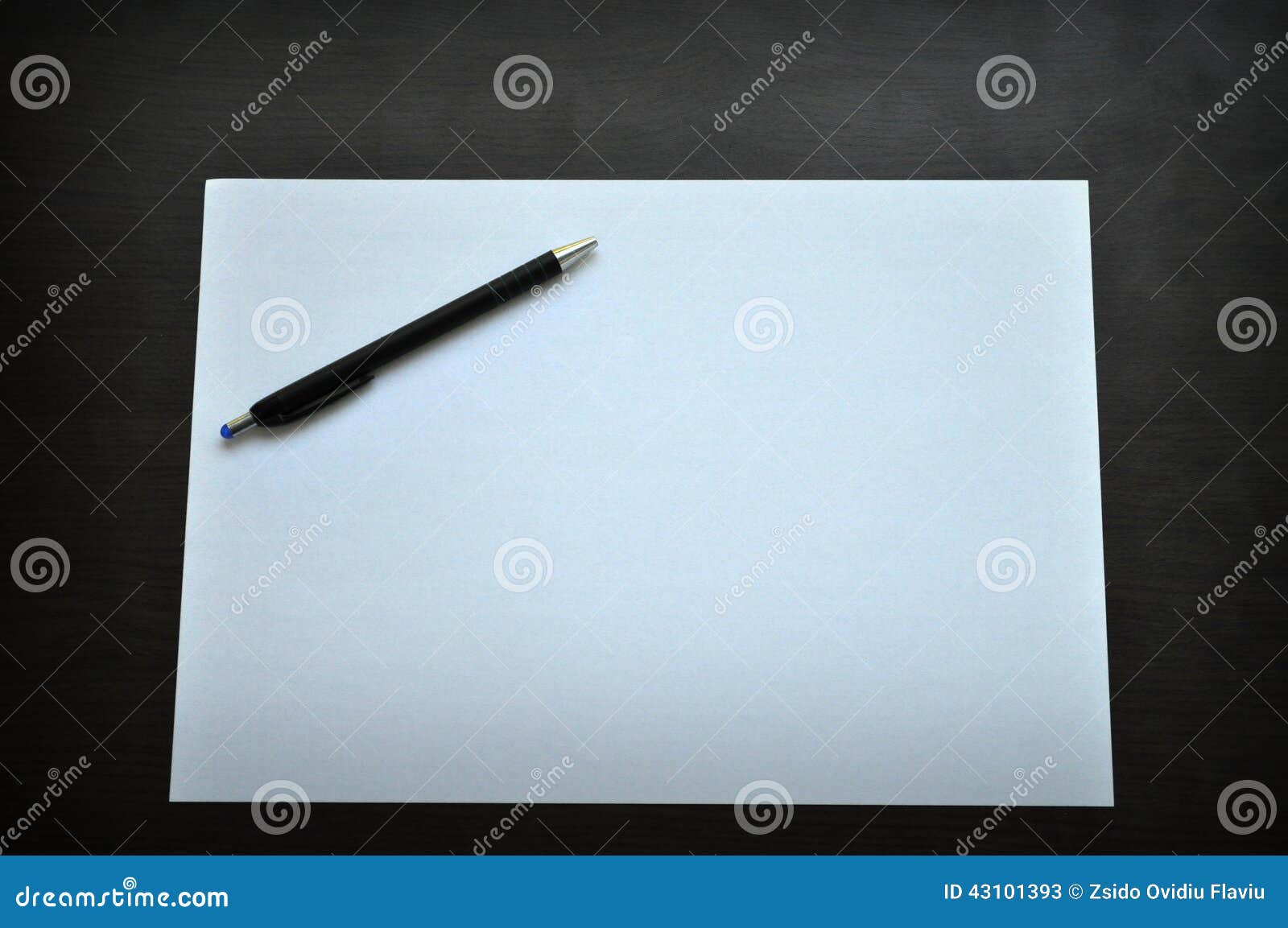Blank Sheet of White Paper and Pen Stock Image - Image of ideas, color ...