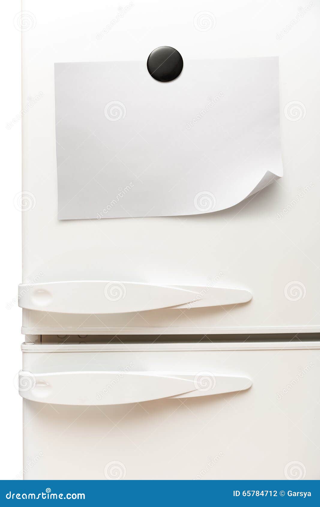 Blank Sheet on White Refrigerator Stock Photo - Image of notebook, memo ...