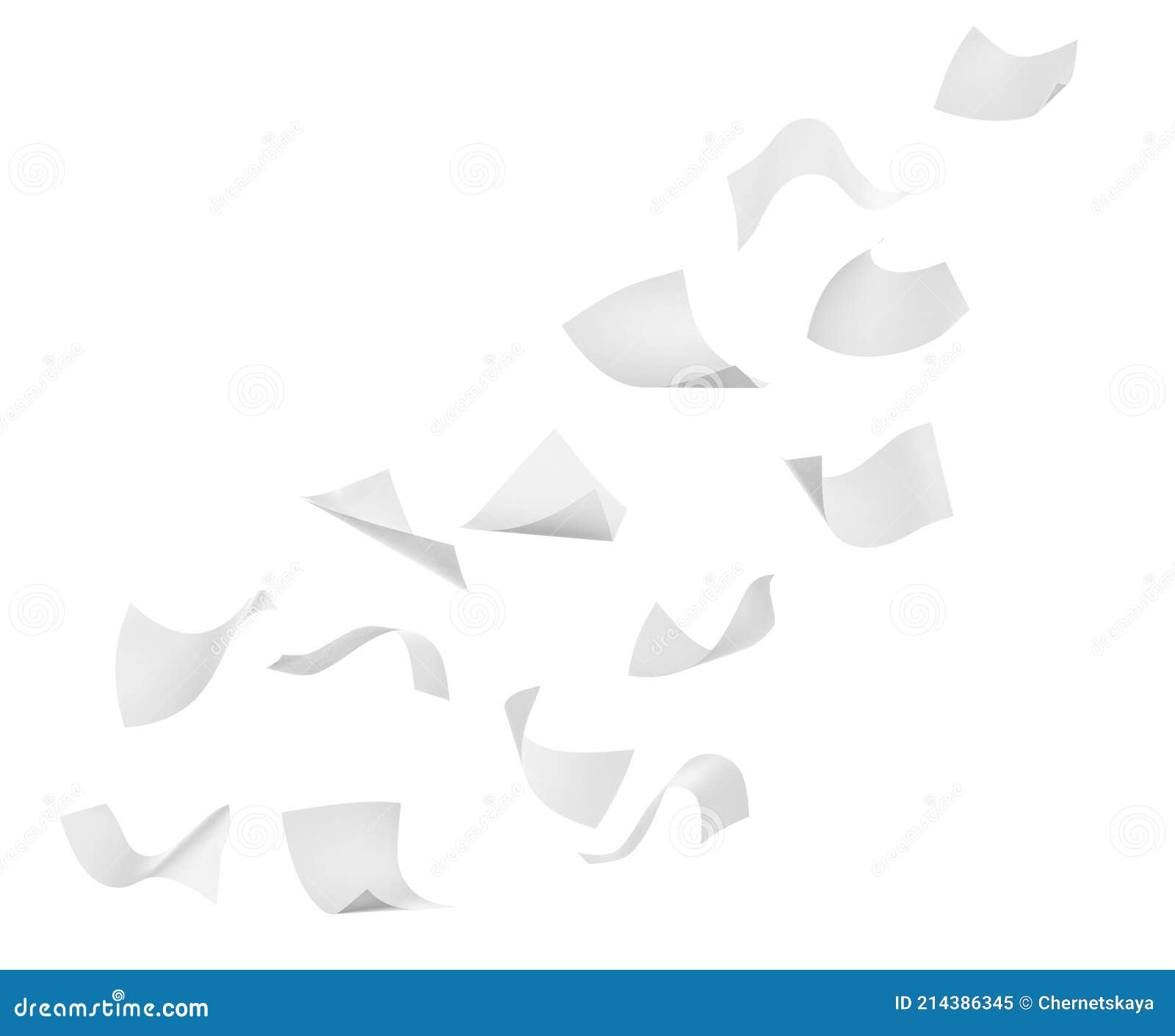 Blank Sheets of Paper Flying on White Background Stock Image - Image of ...