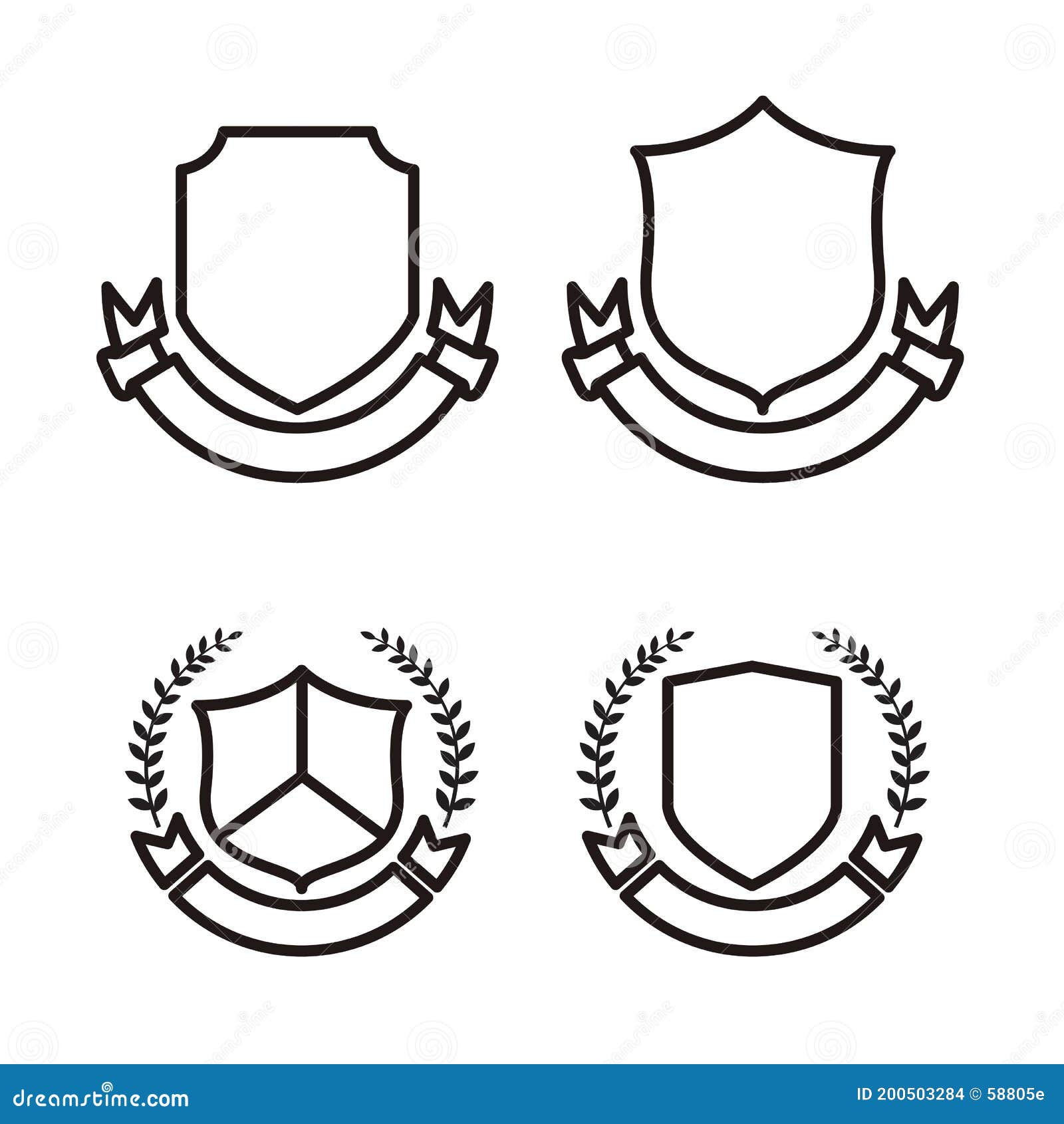 Blank Shield Set Emblem Simple Logo Template Stock Vector ...