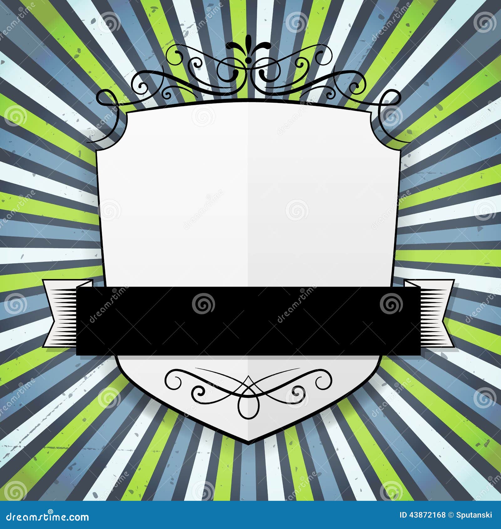Blank Shield Vintage Banner on Stripes Background Stock Vector ...