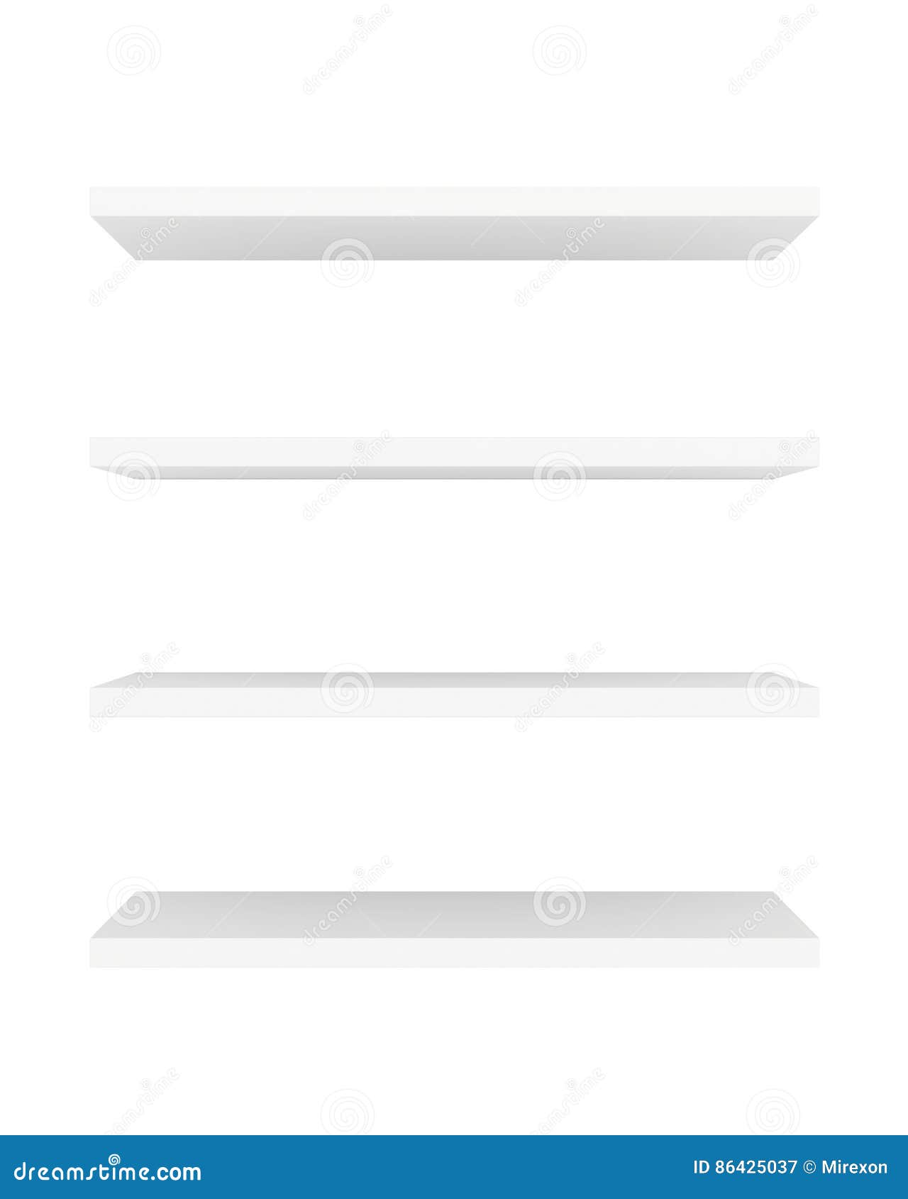 Blank Showcase Displays Shelves Front View Isolated On White Background ...