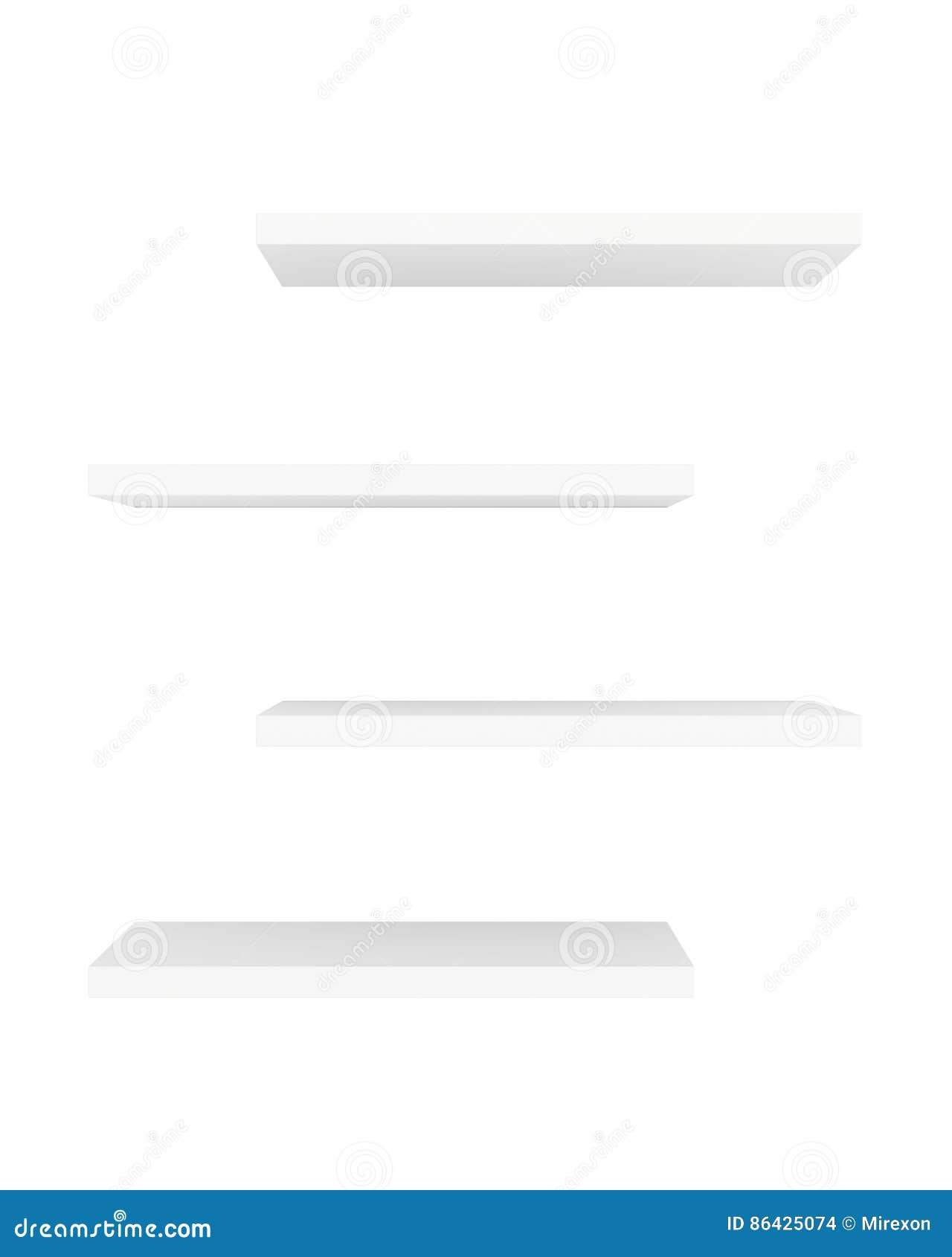 Blank Showcase Displays Shelves Front View Isolated On White Background ...