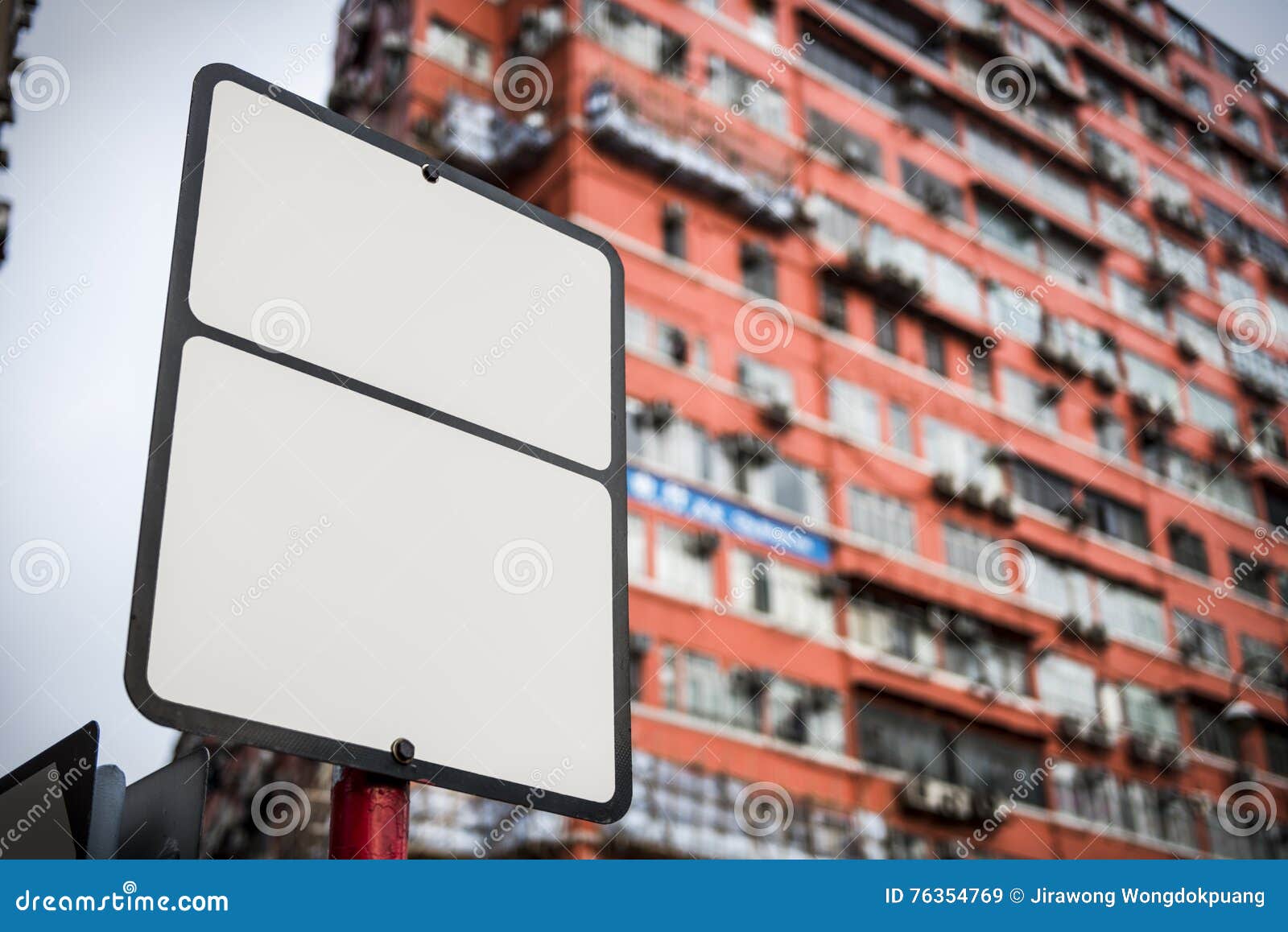 Blank Sign Board on Building Stock Image - Image of behavior, danger ...