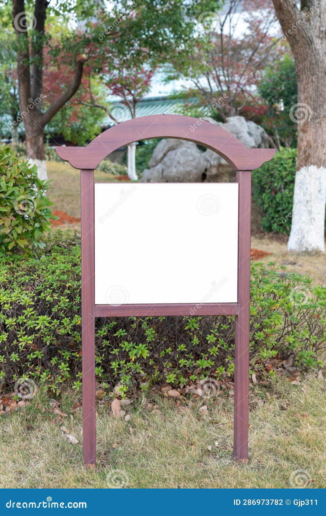 Blank Sign Board in the Park Stock Photo - Image of garden, roadside ...