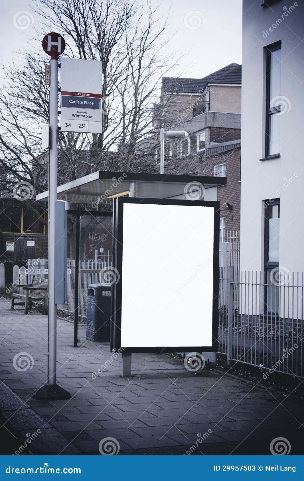 Blank sign at bus stop stock image. Image of marketing - 29957503