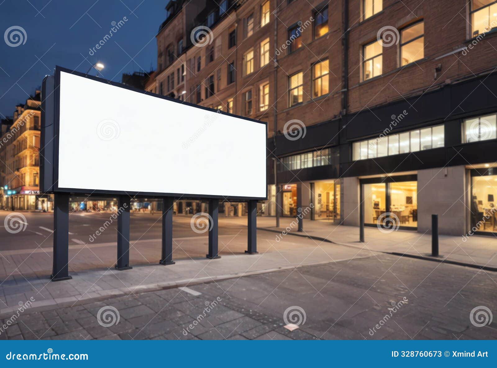 Blank Sign Digital Billboard with Copy Space, Town Street Stock ...