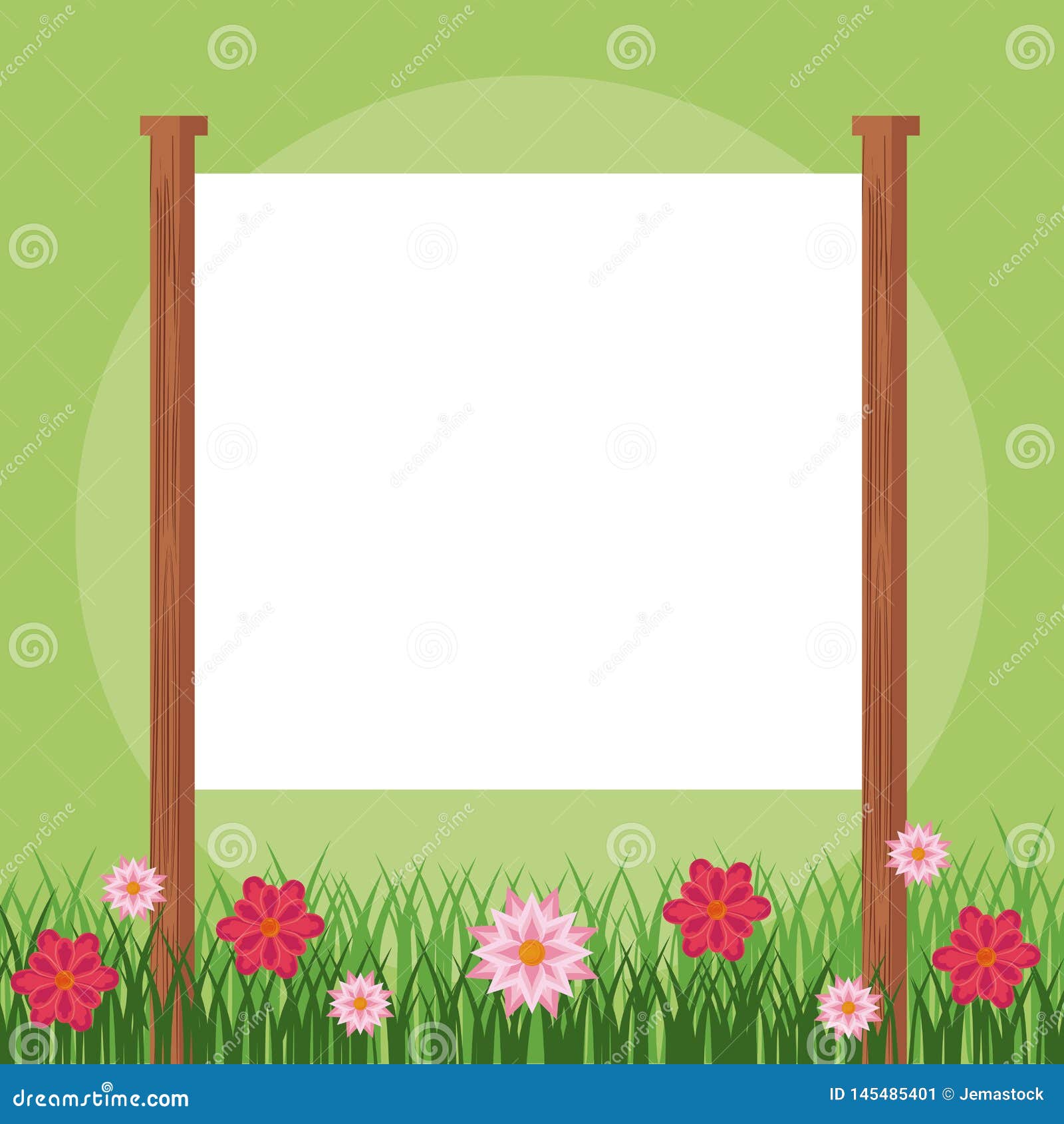 Blank Sign in Floral Garden Stock Vector - Illustration of blank ...