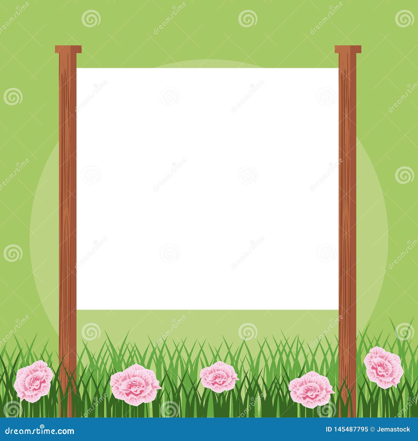 Blank Sign in Floral Garden Stock Vector - Illustration of flowers ...
