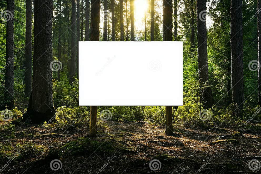 Blank Sign in Forest Setting Serene Forest Sunlight Blank Sign Nature ...
