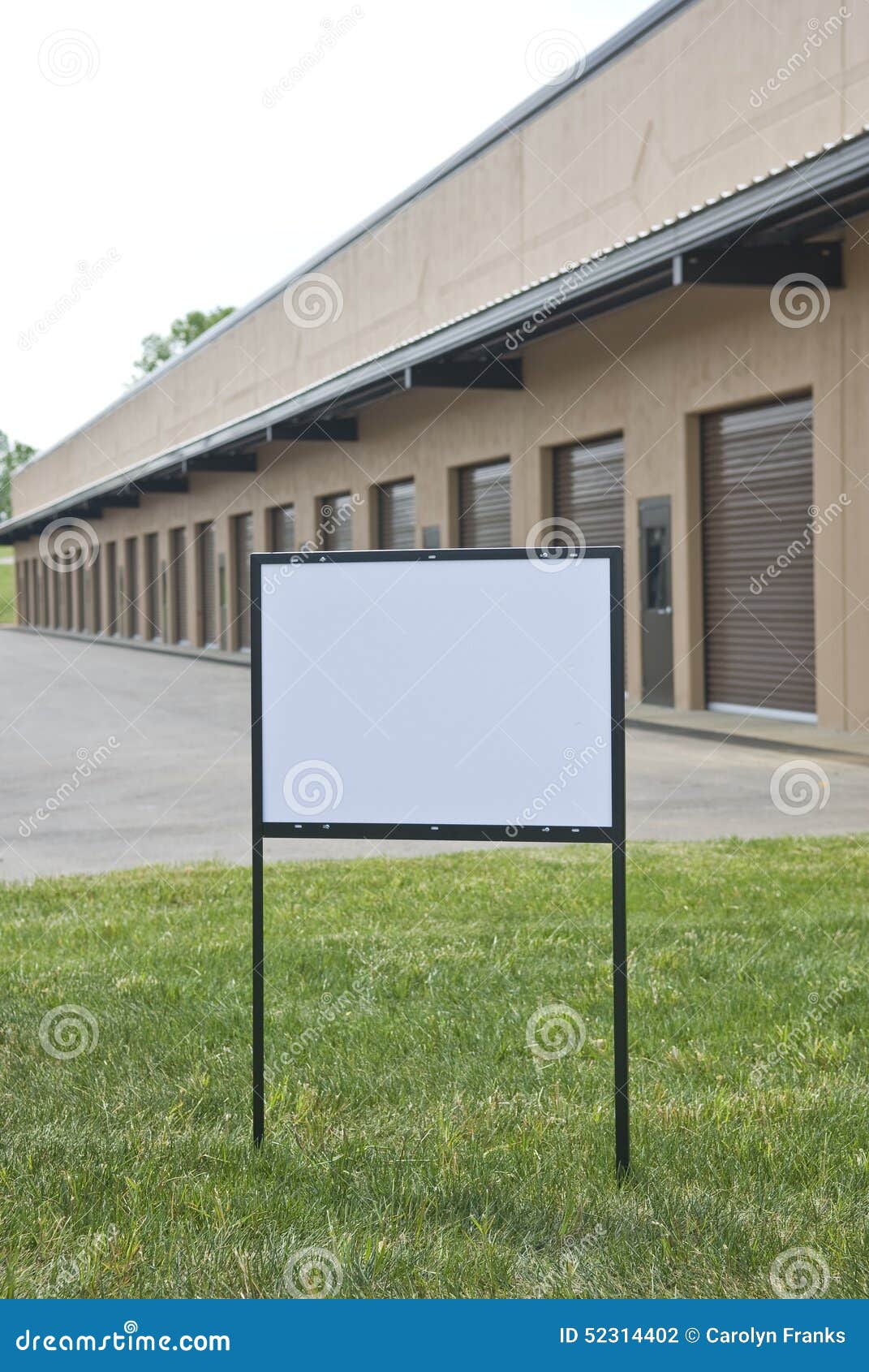 Blank Sign in Front of New Industrial & Warehouse Building Stock Photo ...