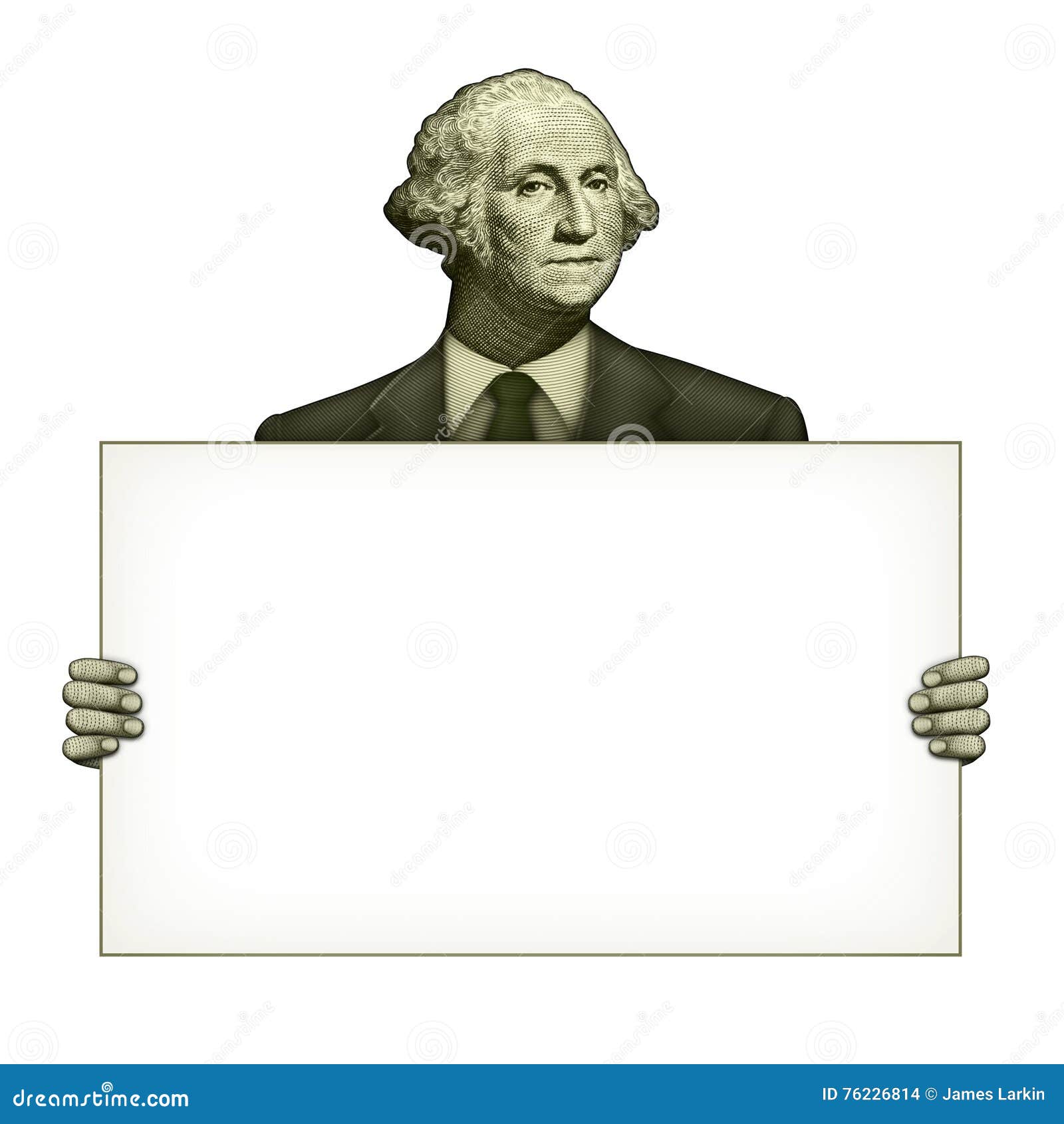 Blank Sign Held by George Washington Stock Illustration - Illustration ...