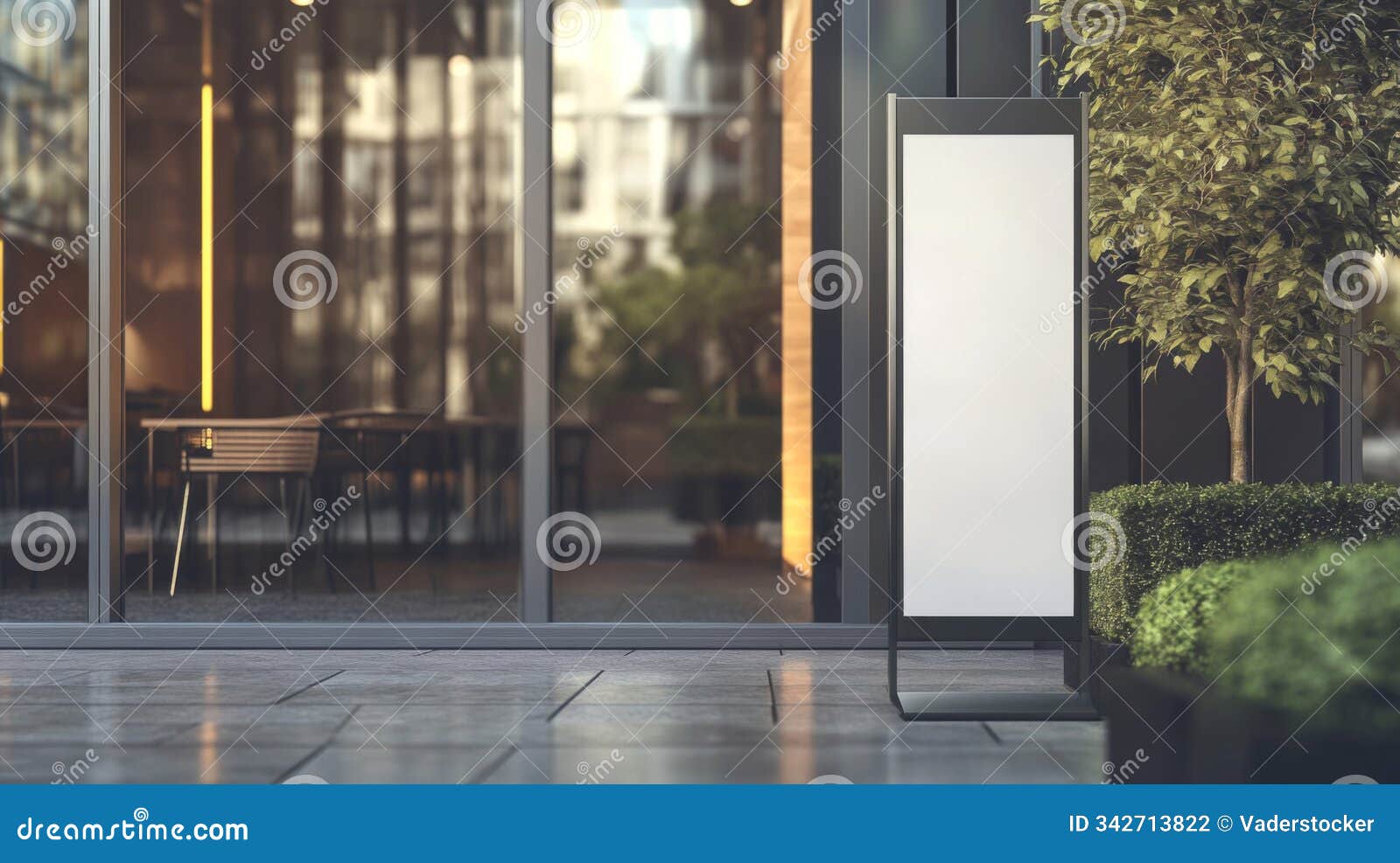 Blank Sign Outside a Modern Building with Plants Stock Illustration ...