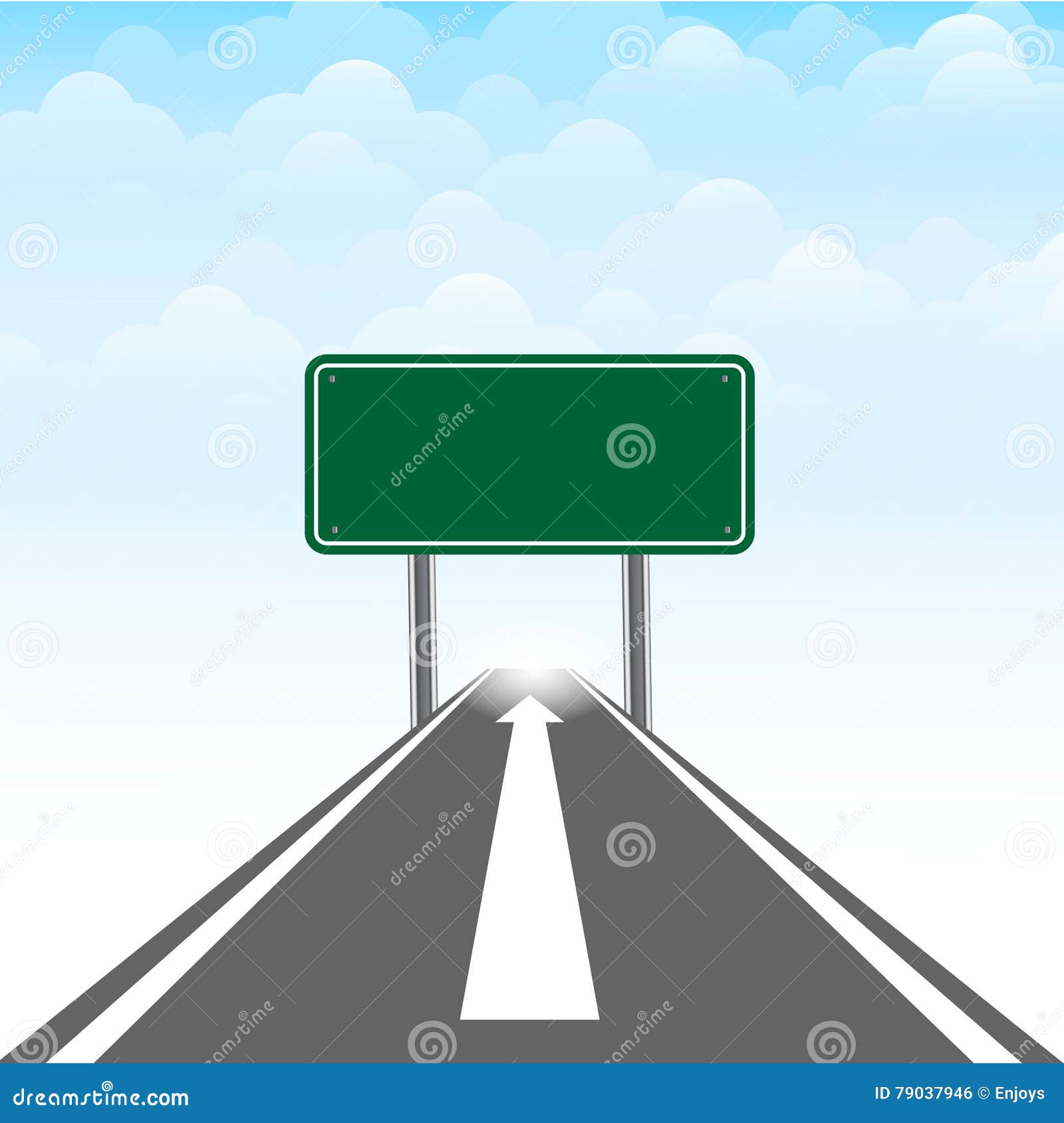 Blank Sign Over the Road in Blue Sky Illustration Stock Illustration ...