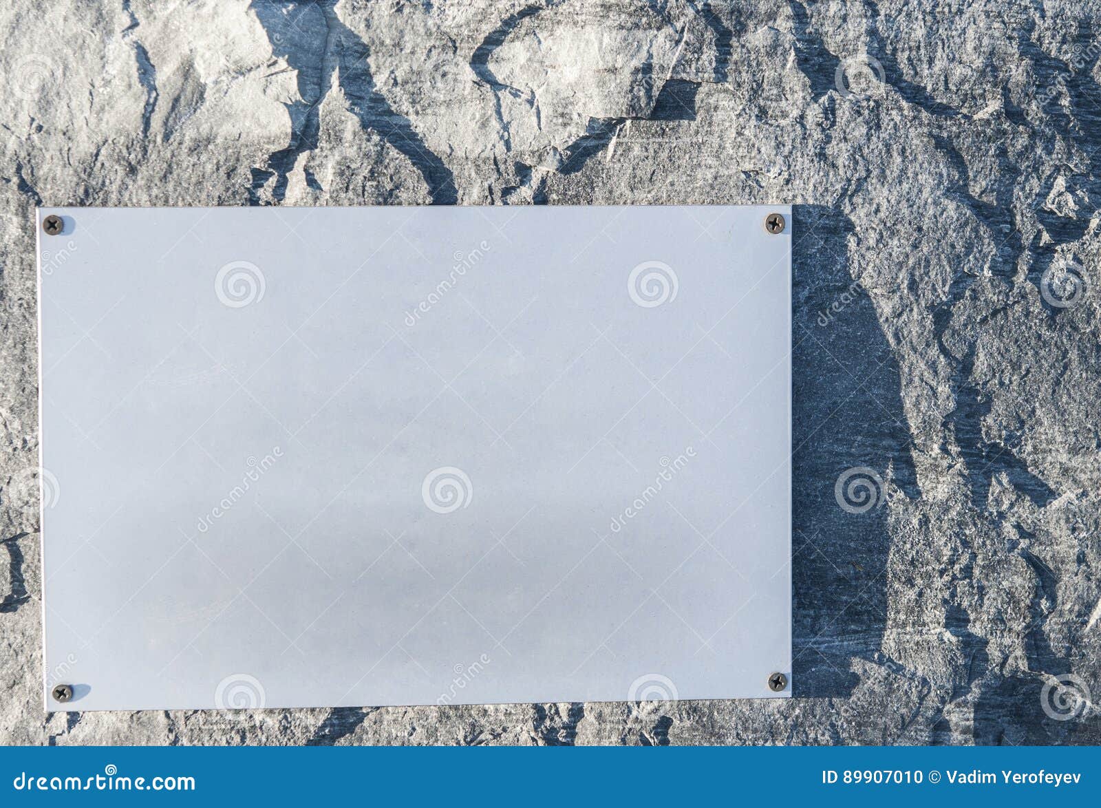 A Blank Sign Plate on a Stone Wall Stock Photo - Image of board, plaque ...