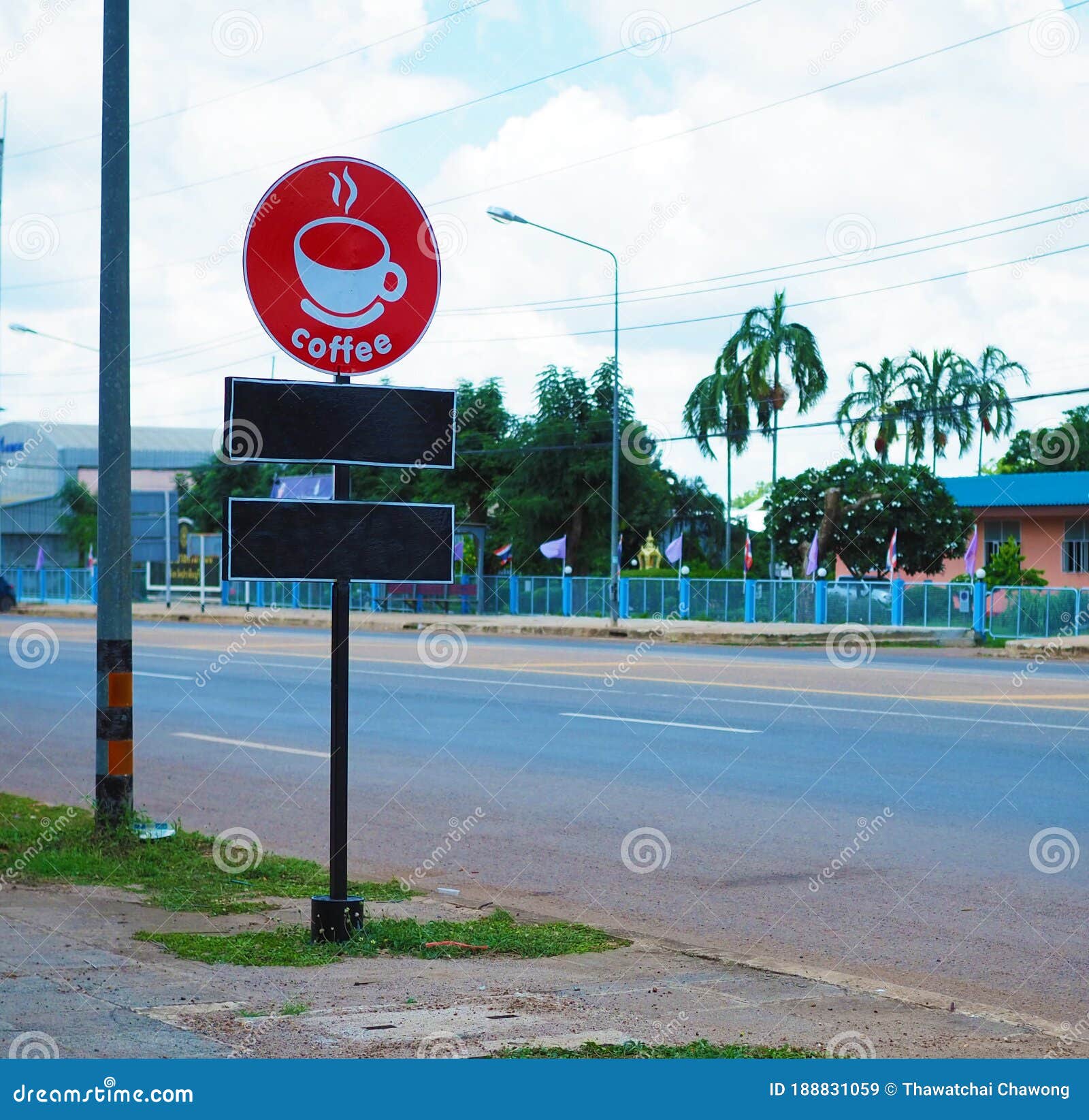 Blank Sign of a Roadside Coffee Shop Stock Image - Image of frame ...