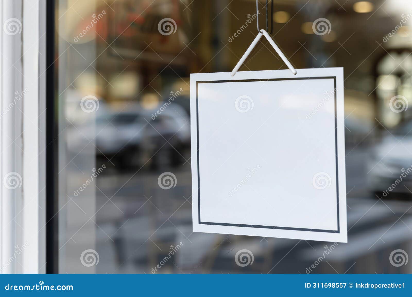 A Blank Sign in a Shop Window. Copy Space for Text Stock Image - Image ...