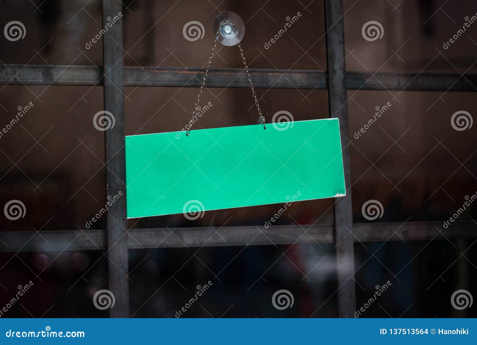 Blank Sign on Shop Window - Empty Sign Hanging on Store Door Stock ...